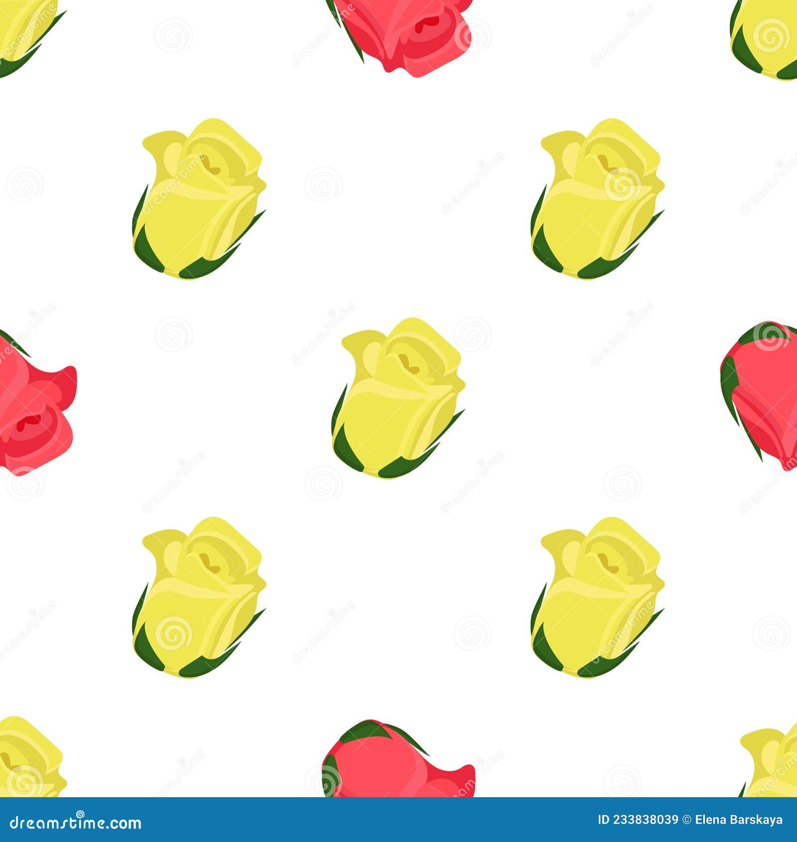 A Pattern of Red and Yellow Roses on a White Background for Use As a ...