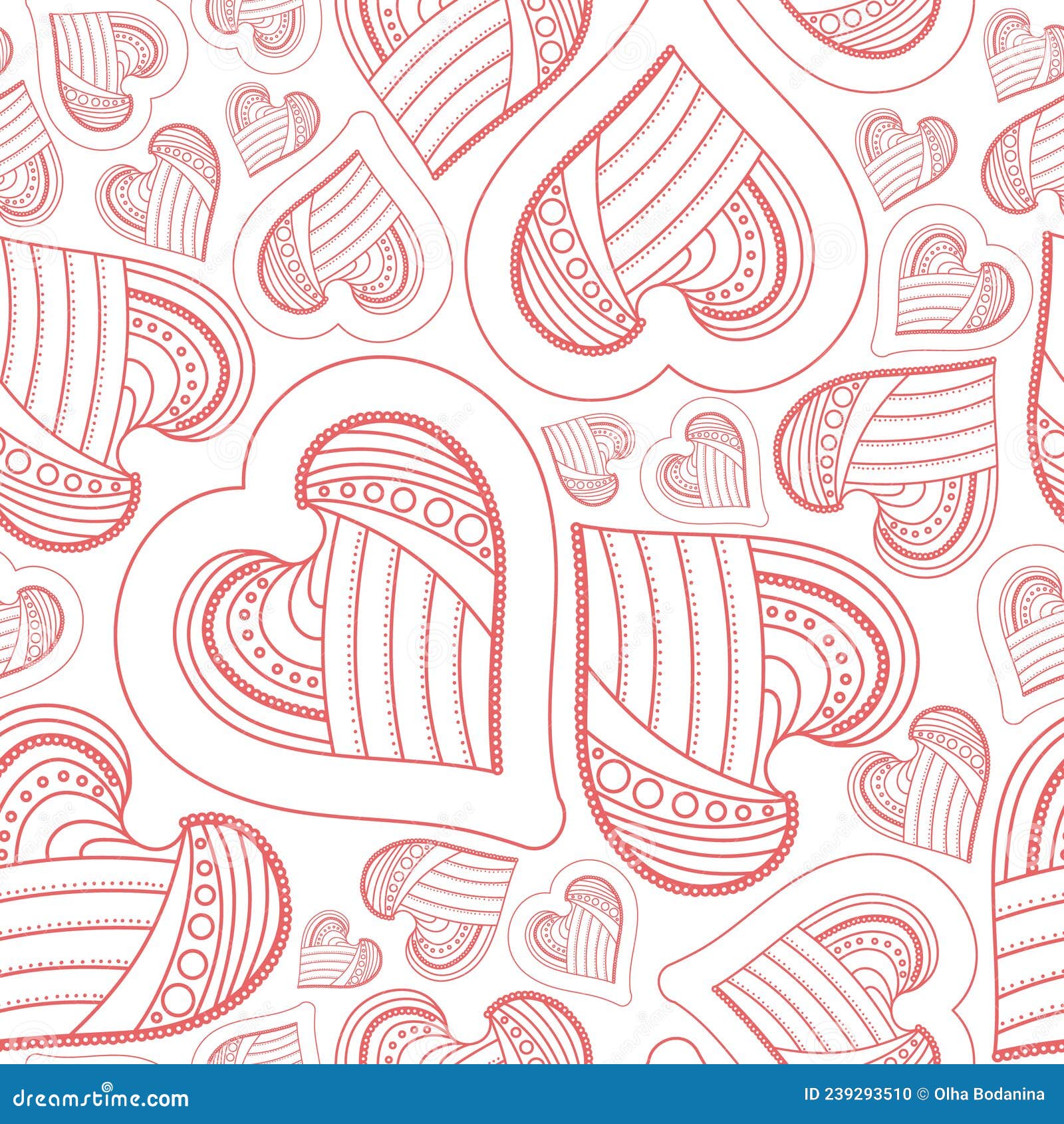 Pattern, Repeating Red Linear Hearts with Patterns, for Valentine S Day ...