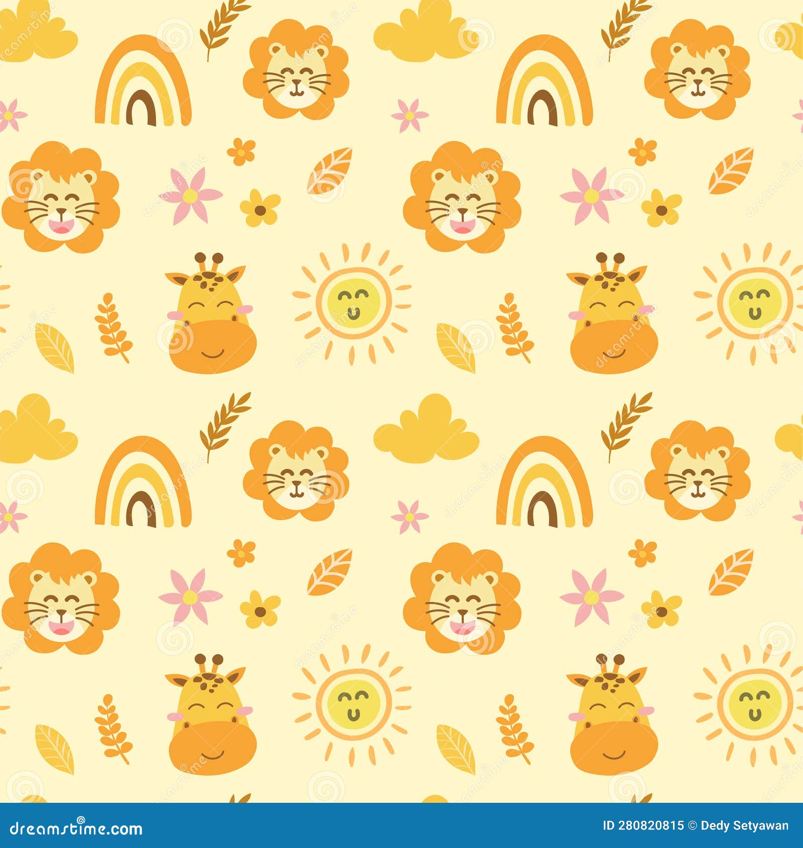 Lion Repeating Face Surface Background Pattern Vector Illustration ...