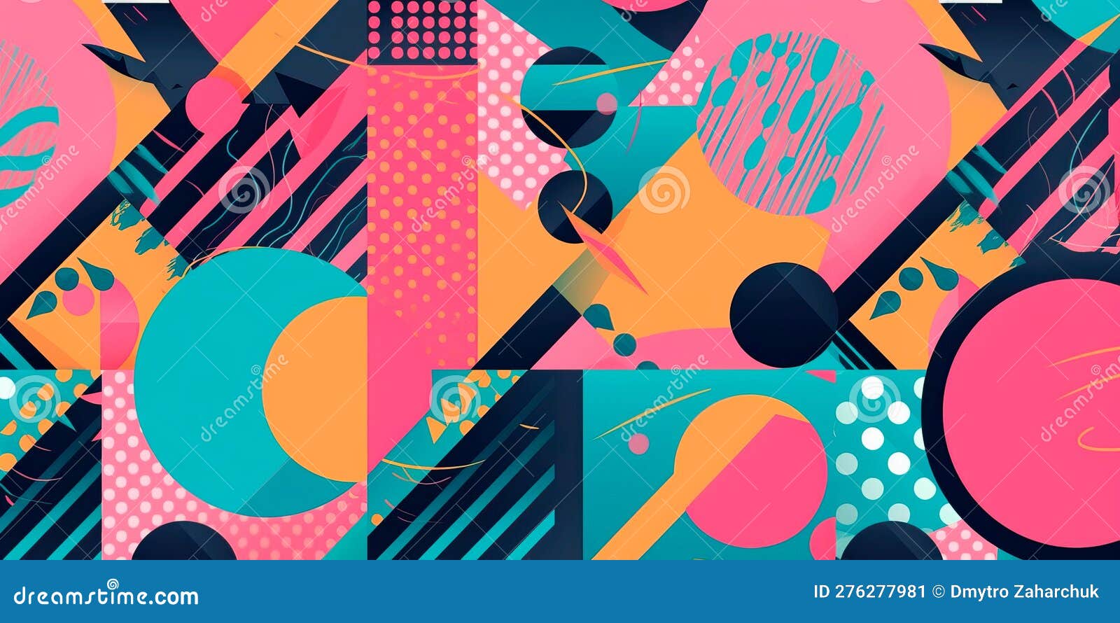 Pattern with a Retro Aesthetic, Featuring Funky Geometric Shapes and ...