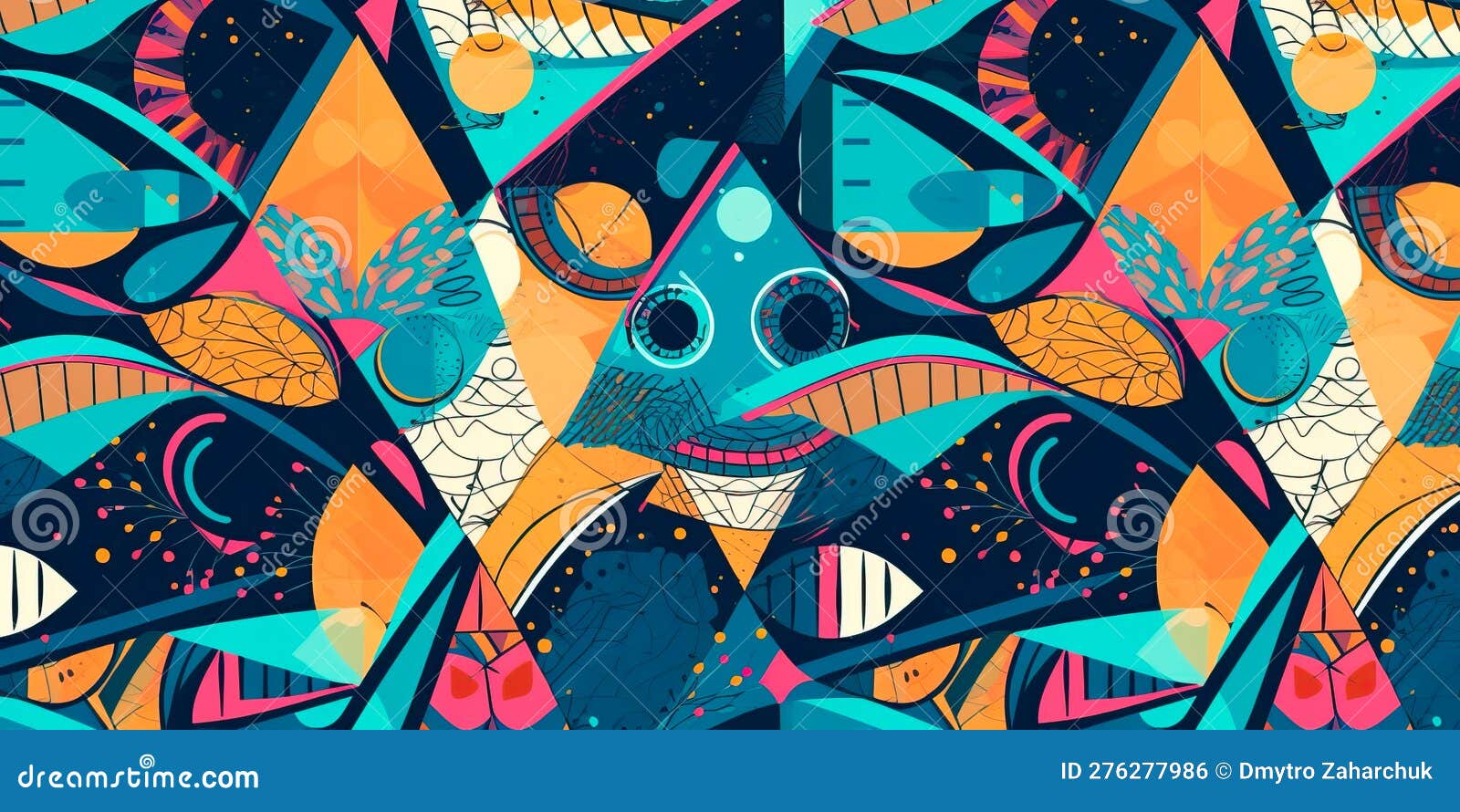 Pattern with a Retro Aesthetic, Featuring Funky Geometric Shapes and ...