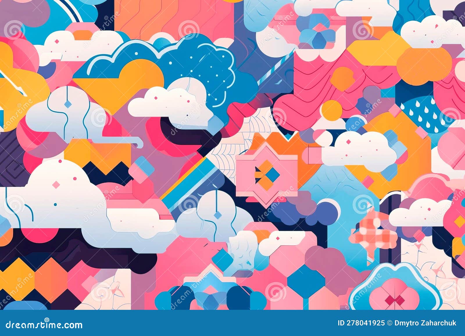 Pattern with a Retro Aesthetic, Featuring Funky Geometric Shapes and ...