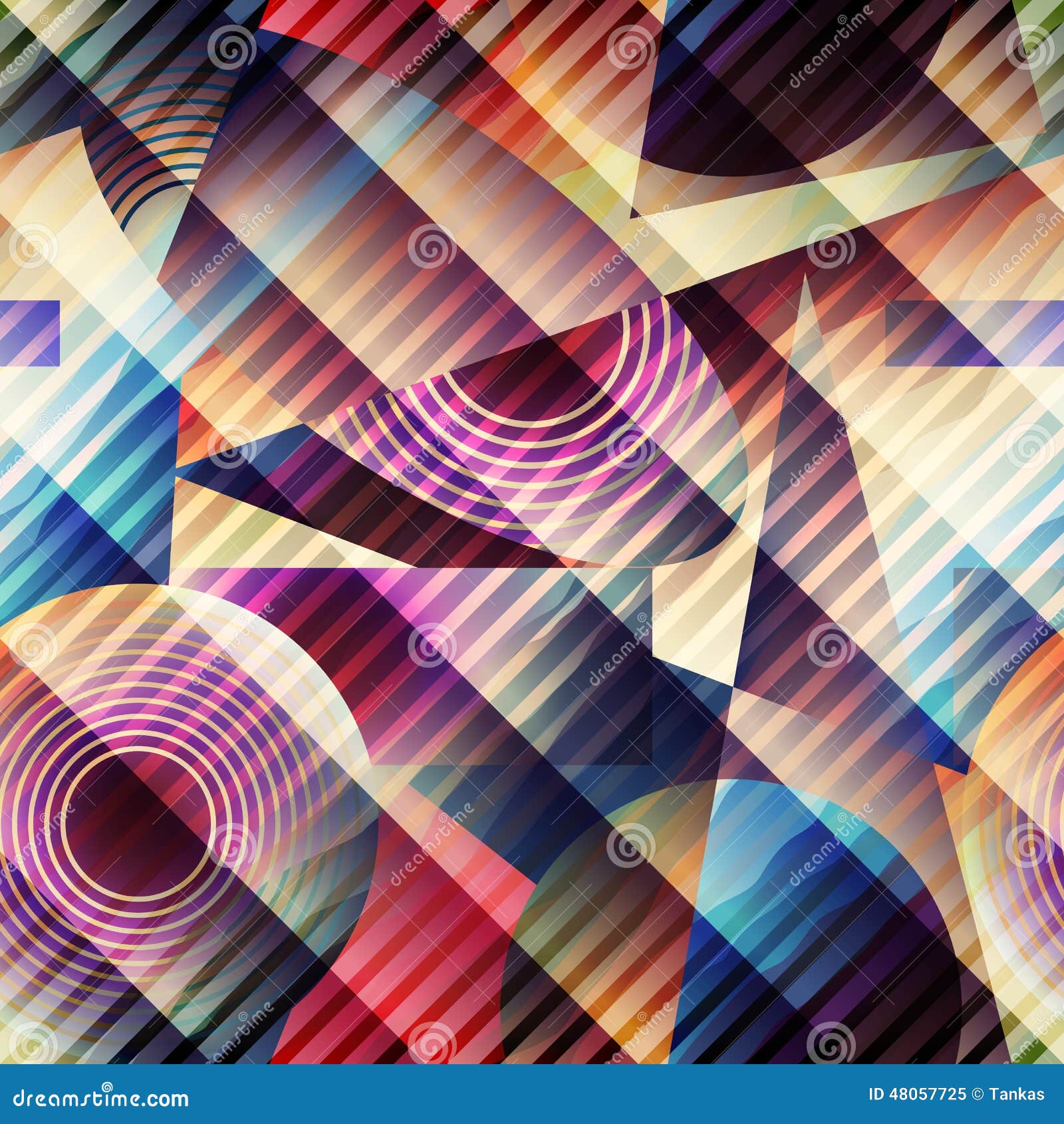 Pattern in Retro Cubism Style. Stock Vector - Illustration of abstract ...