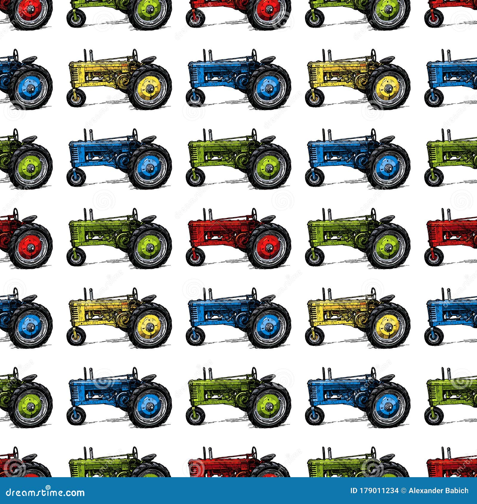 Pattern with retro tractor stock vector. Illustration of country ...