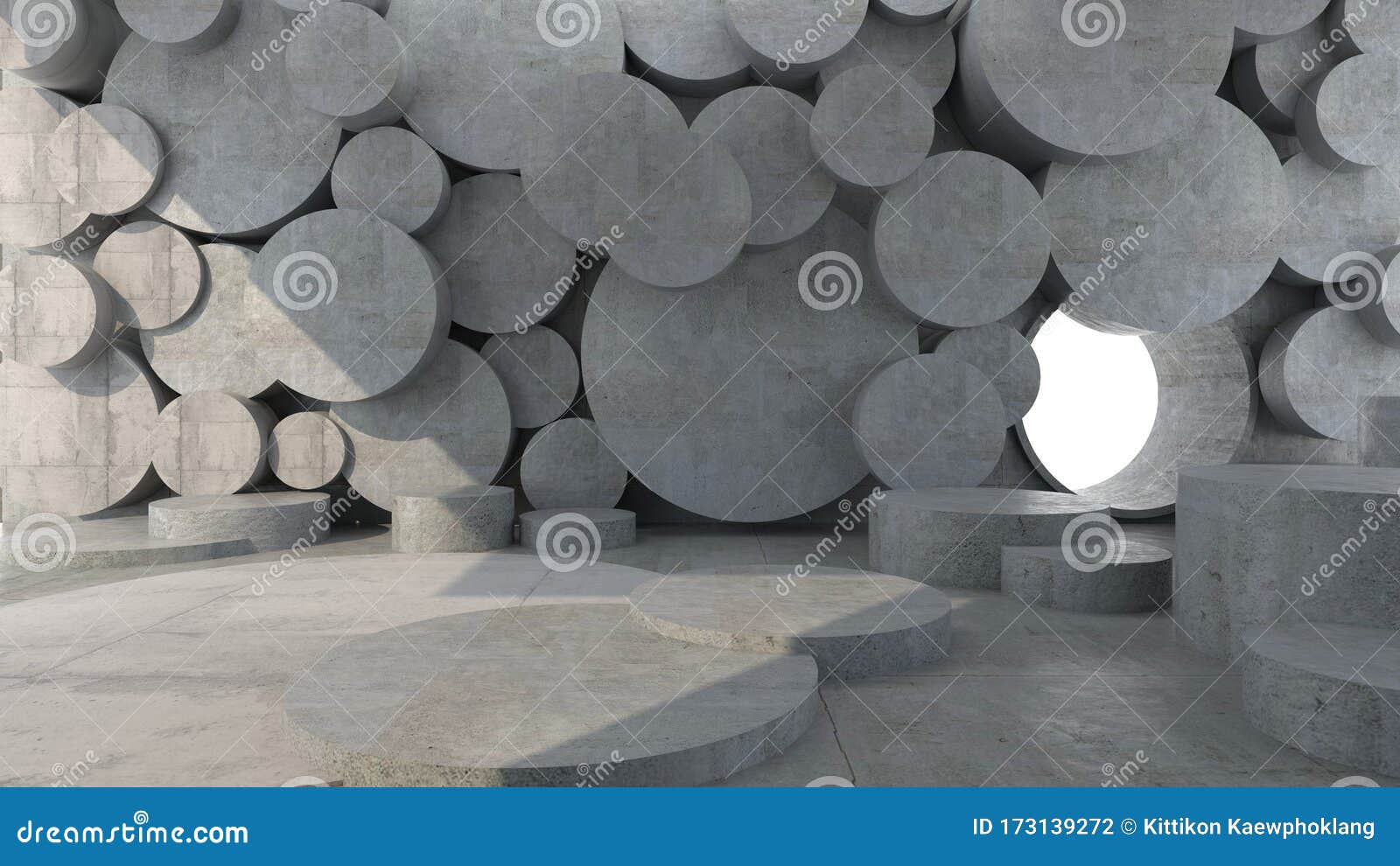 Pattern and Rhythm of Circular Concrete Blocks. Empty Space Concrete ...