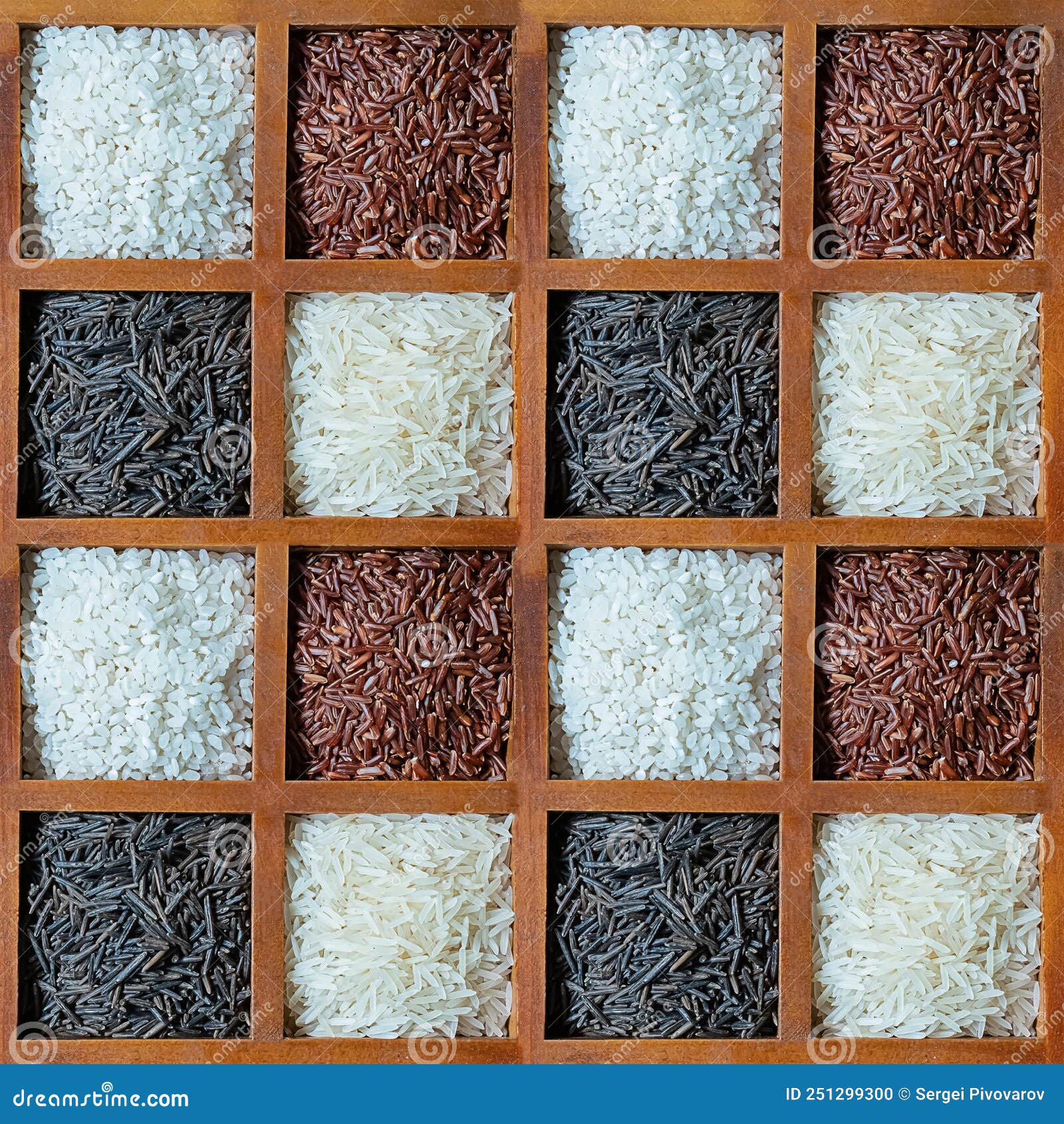 Pattern of Rice White and Red in Wooden Cells Background Culinary Stock ...