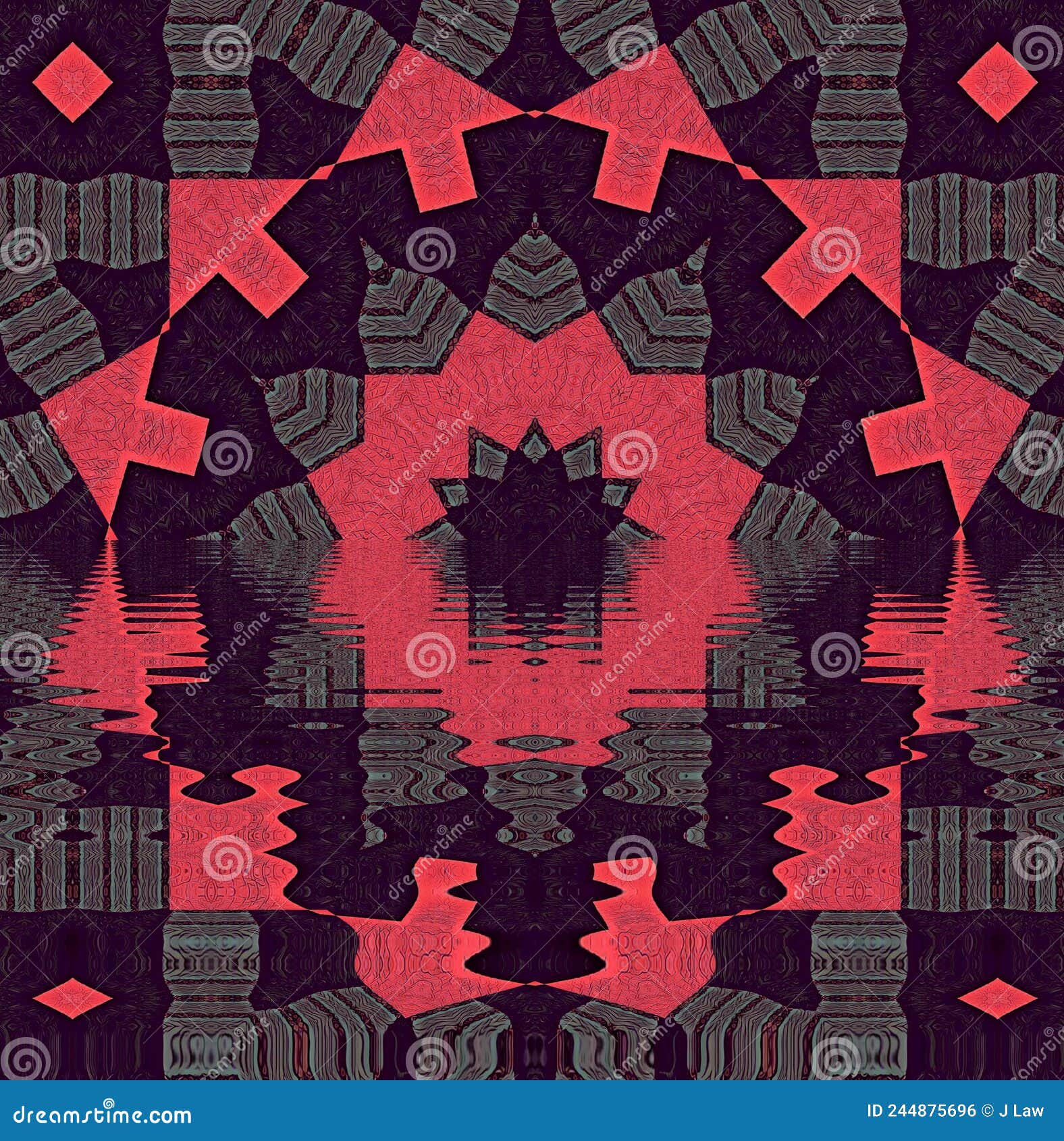 Pattern and Ripple Design and Water Reflection from Dull Red and Grey ...