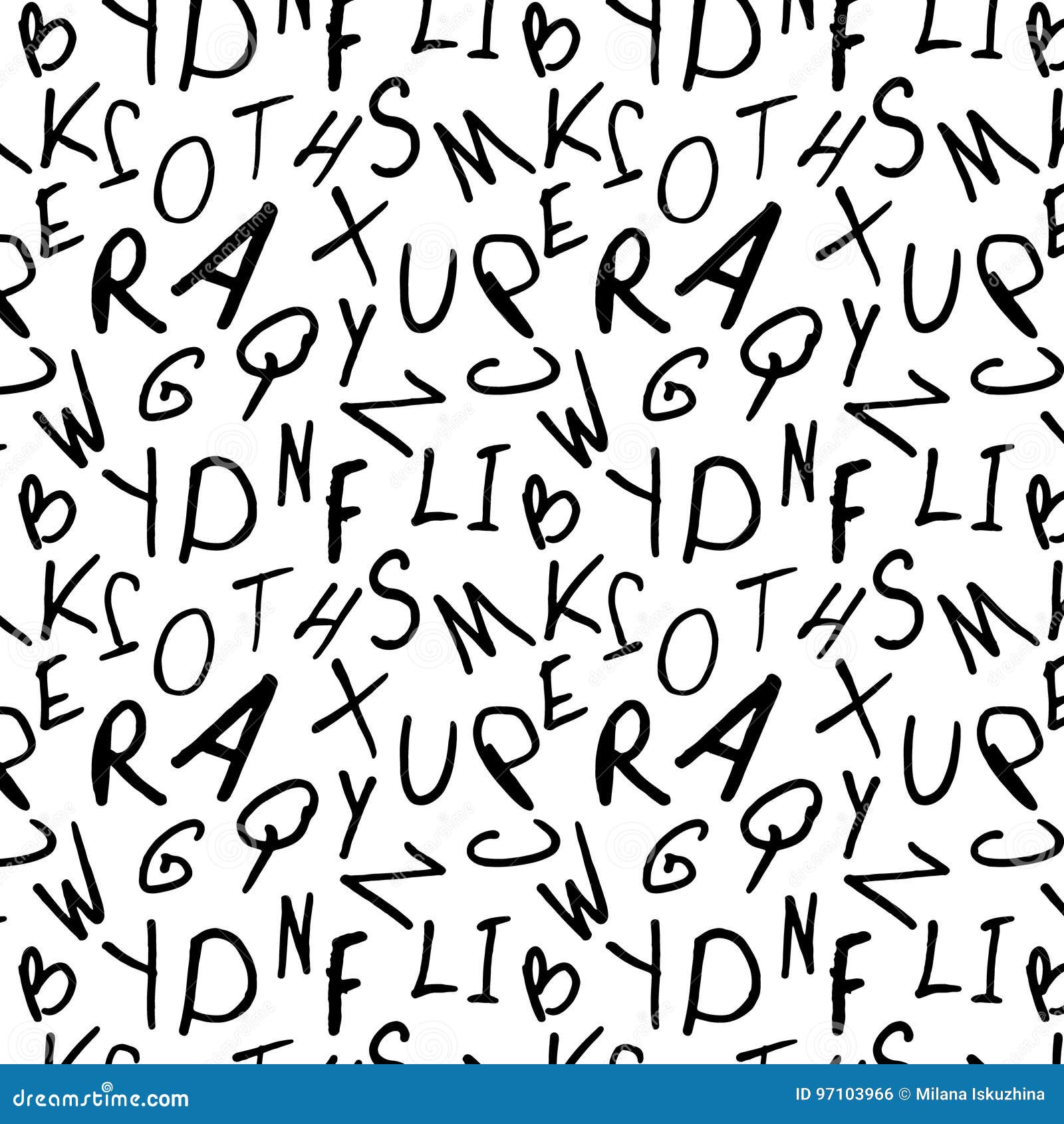 Pattern with Rounded Alphabet Letters Stock Vector - Illustration of ...