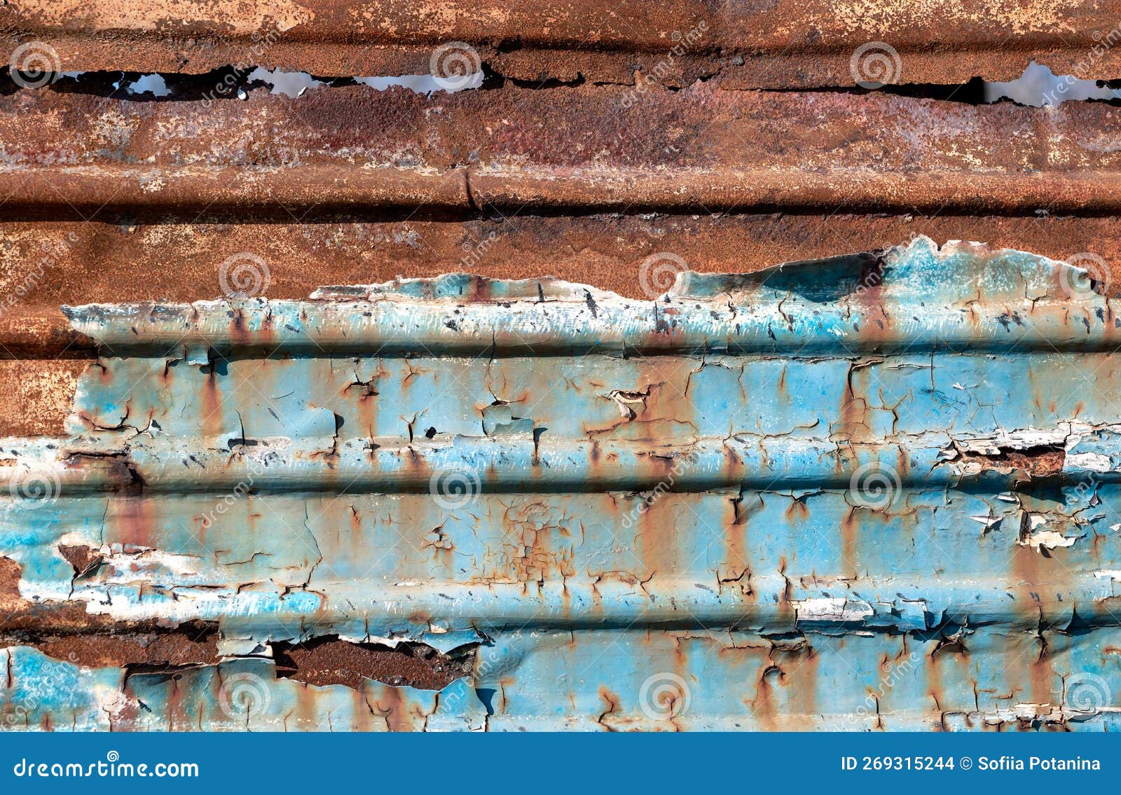 Pattern Rusty Metal Surface with Remnants of Blue Paint Stock Photo ...