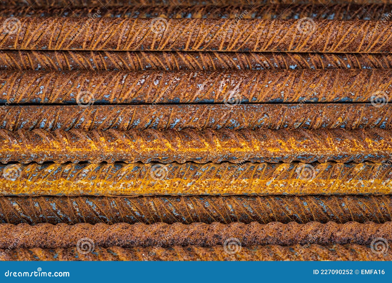 Pattern of Rusty Reinforced Steel Bars in a Stack with Contrast Stock ...