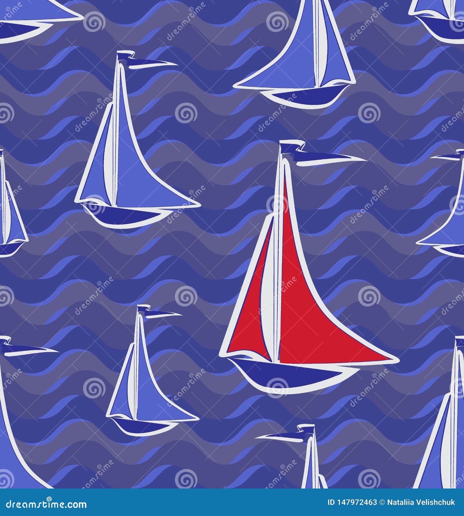 Pattern Sailing Boat. Scarlet Sails Stock Vector - Illustration of ...