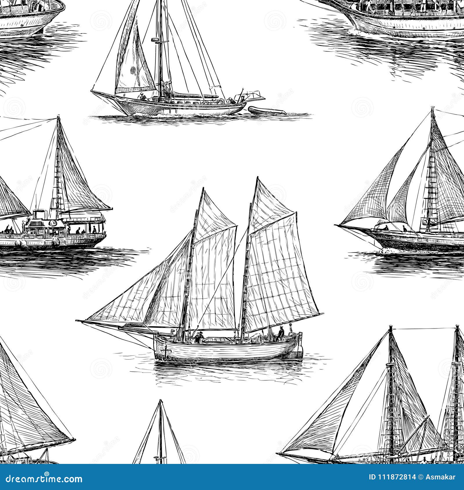 Pattern of the Sailings Ships Stock Vector - Illustration of keel ...