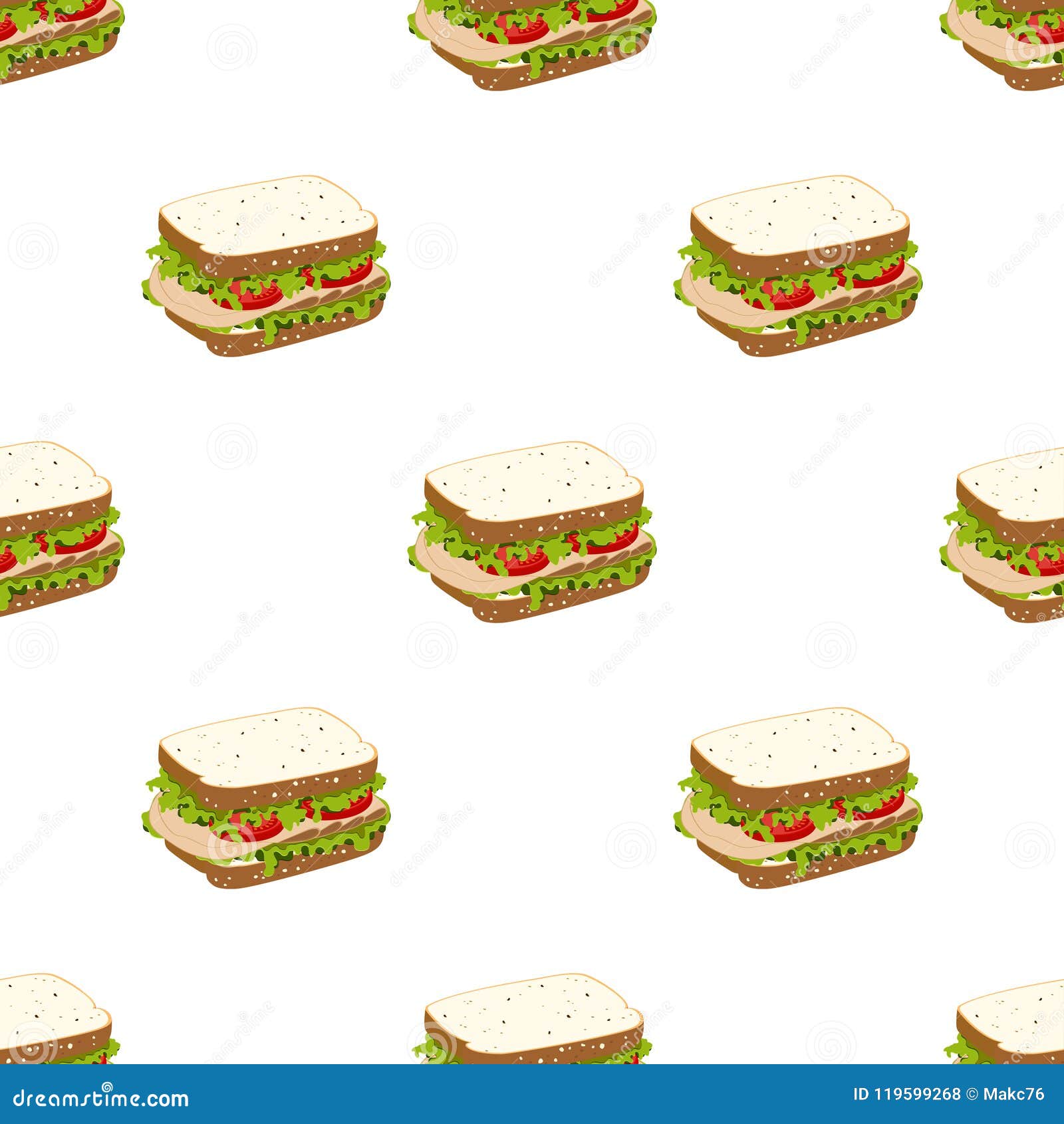 Pattern with sandwich stock vector. Illustration of cream - 119599268