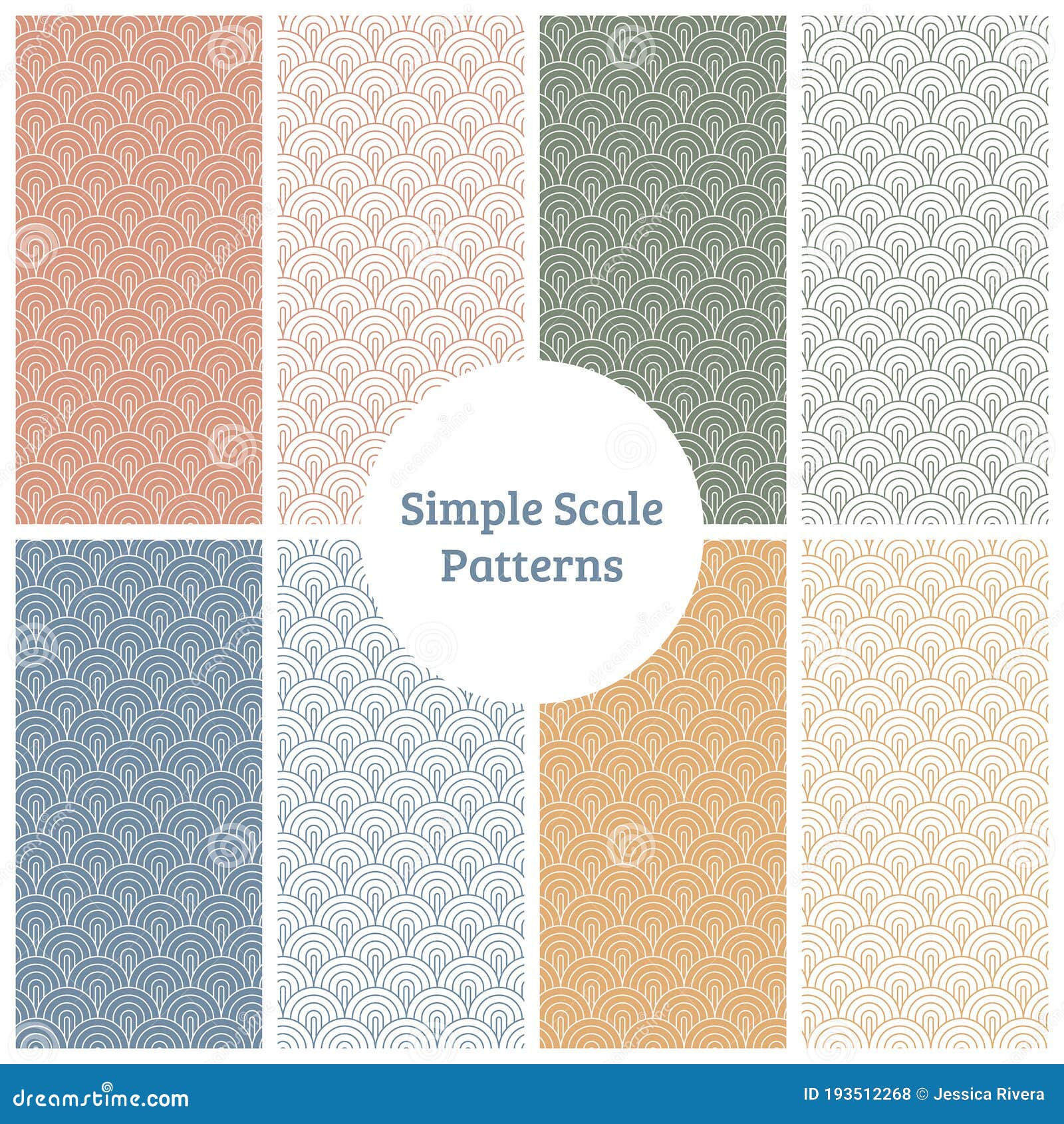 Simple Scale Pattern Set stock vector. Illustration of yellow - 193512268