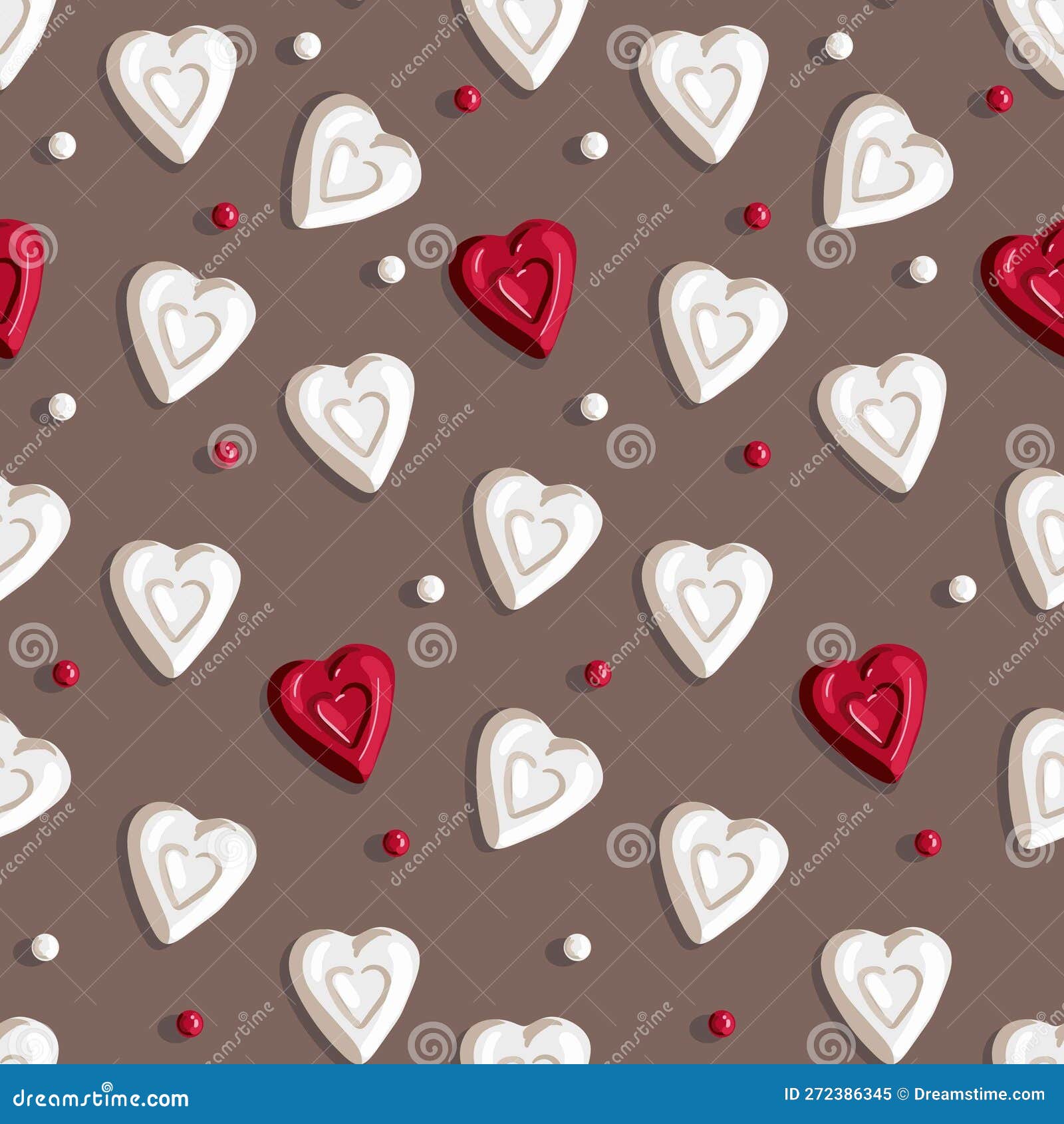 A Pattern of Scattered Beads with Shadows and Red and White Candy in ...