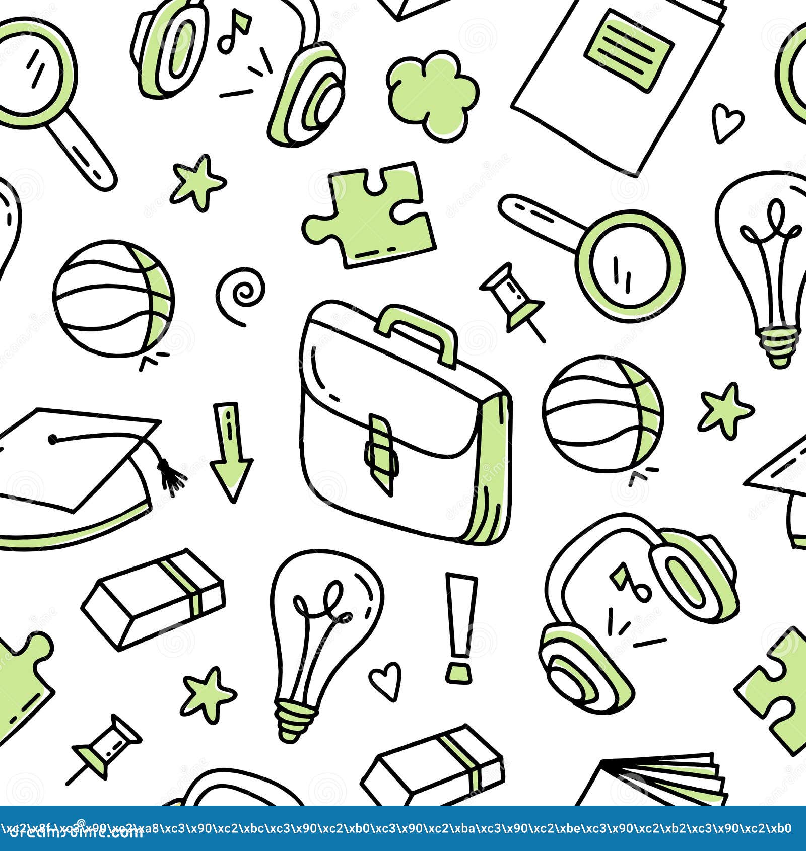 The Pattern is a School Doodle of Elements. Back To School. Vector ...