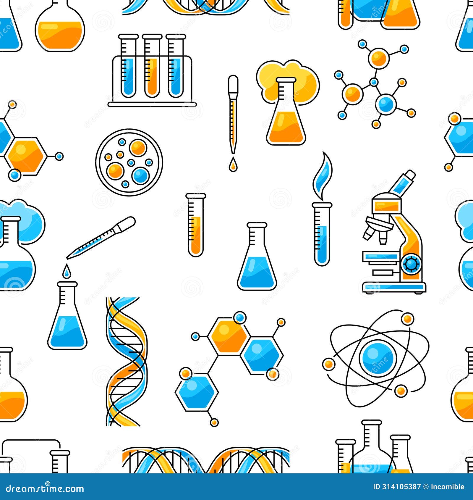 Pattern with Science Items. Medical Concept Image Stock Vector ...