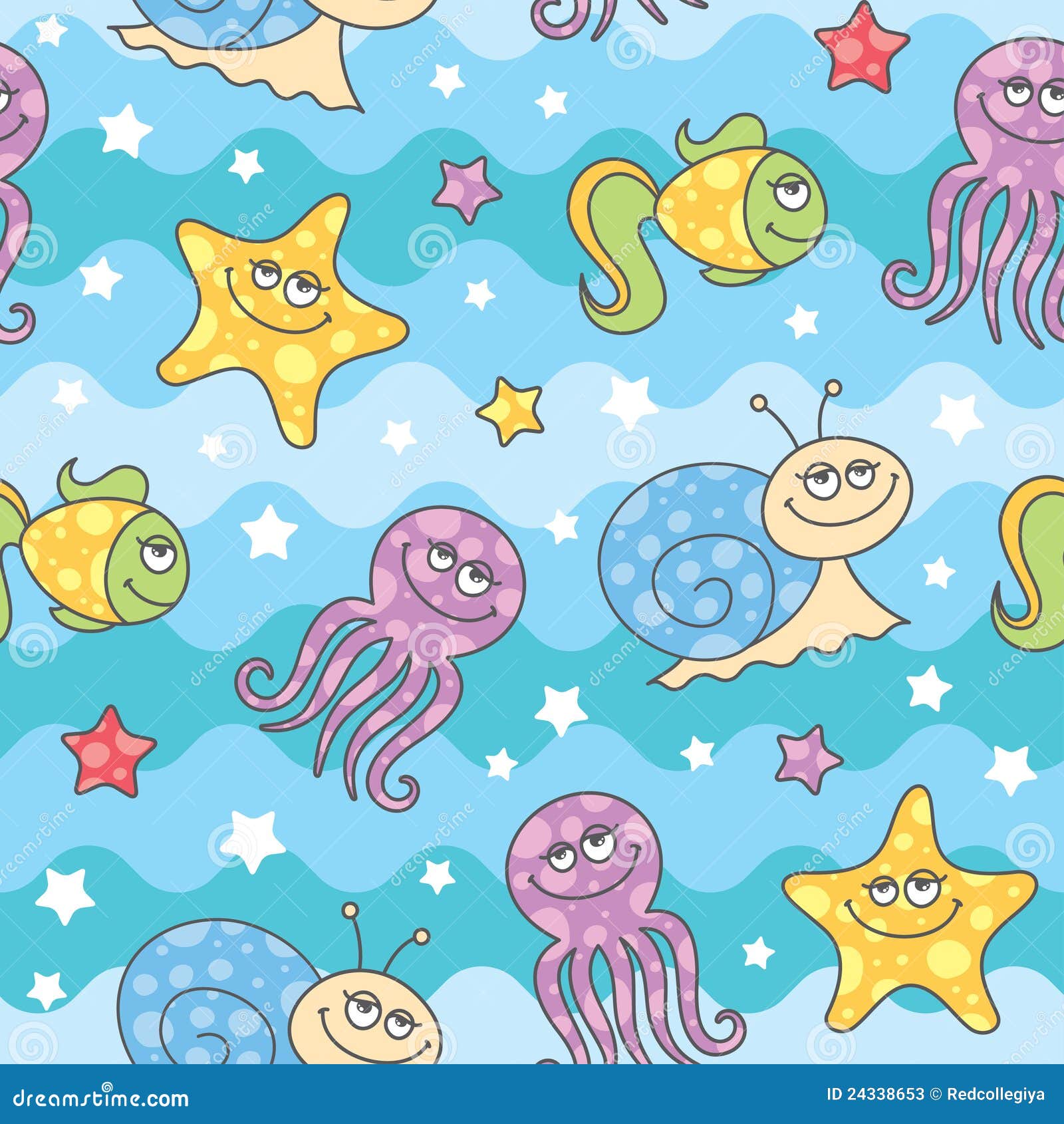 Pattern sea creatures stock vector. Illustration of bright - 24338653