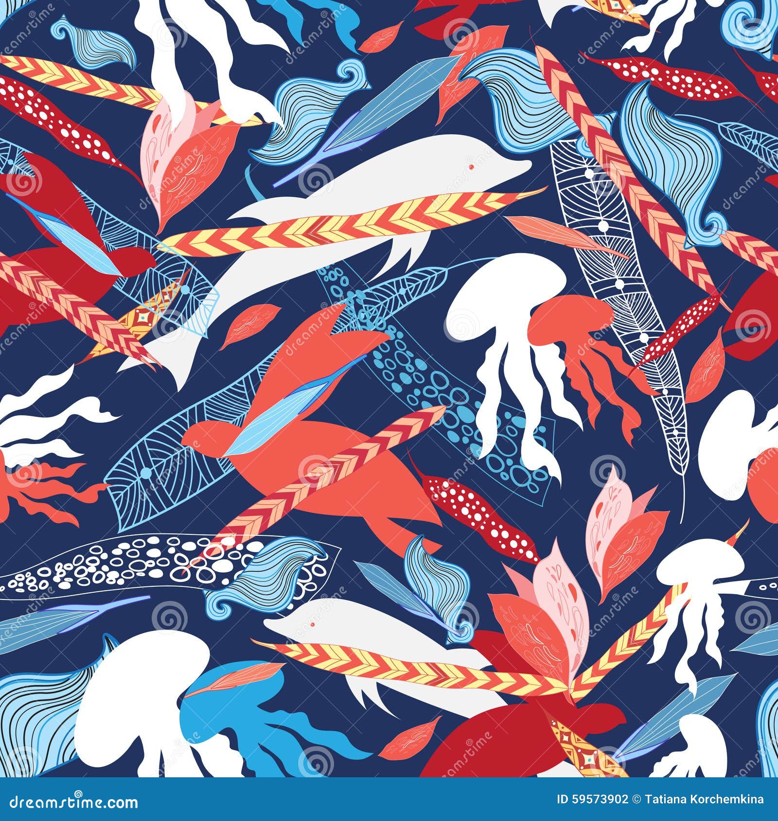 Pattern sea creatures stock vector. Illustration of creature - 59573902