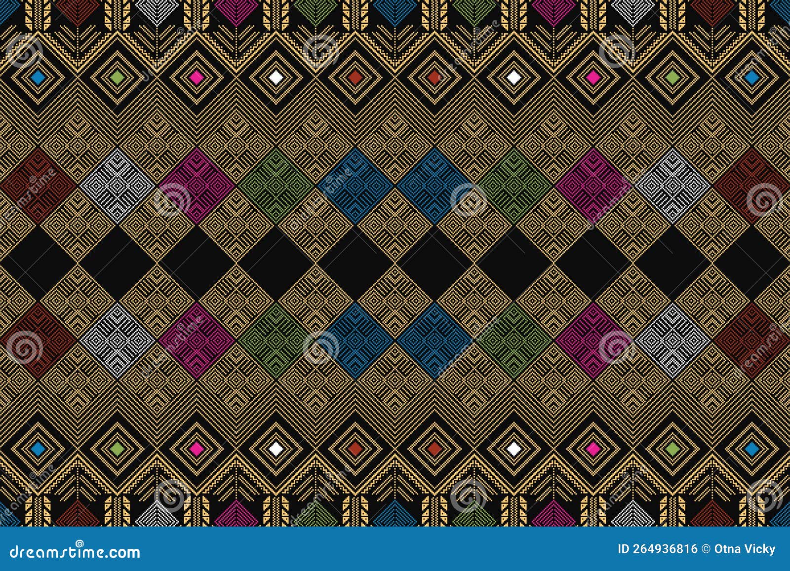 Batik Songket Riau Malay Seamless Pattern Navy Background Vector ...