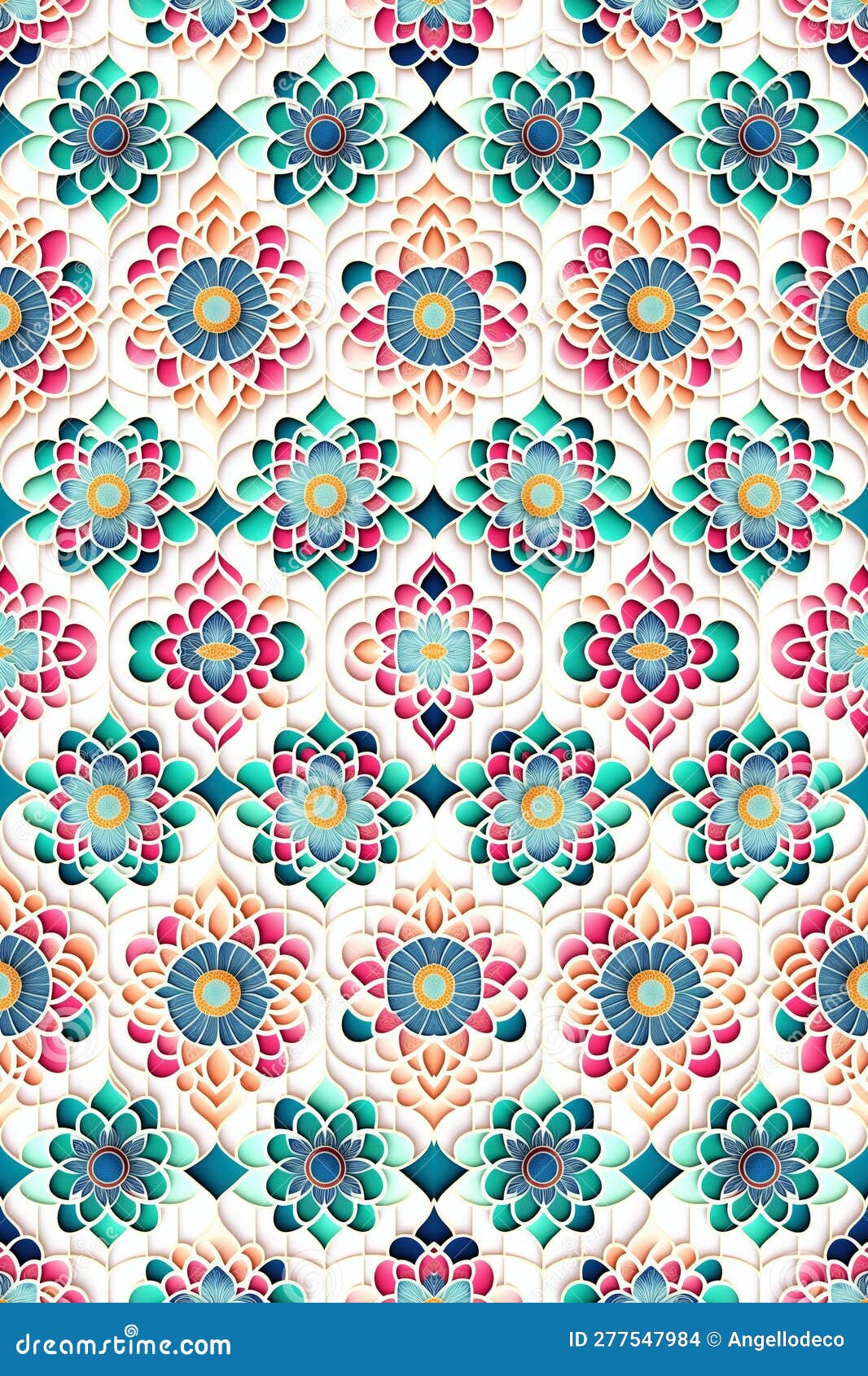 Watercolor Arabesque Style Of Repeating Pattern Of Intricate Mandalas ...