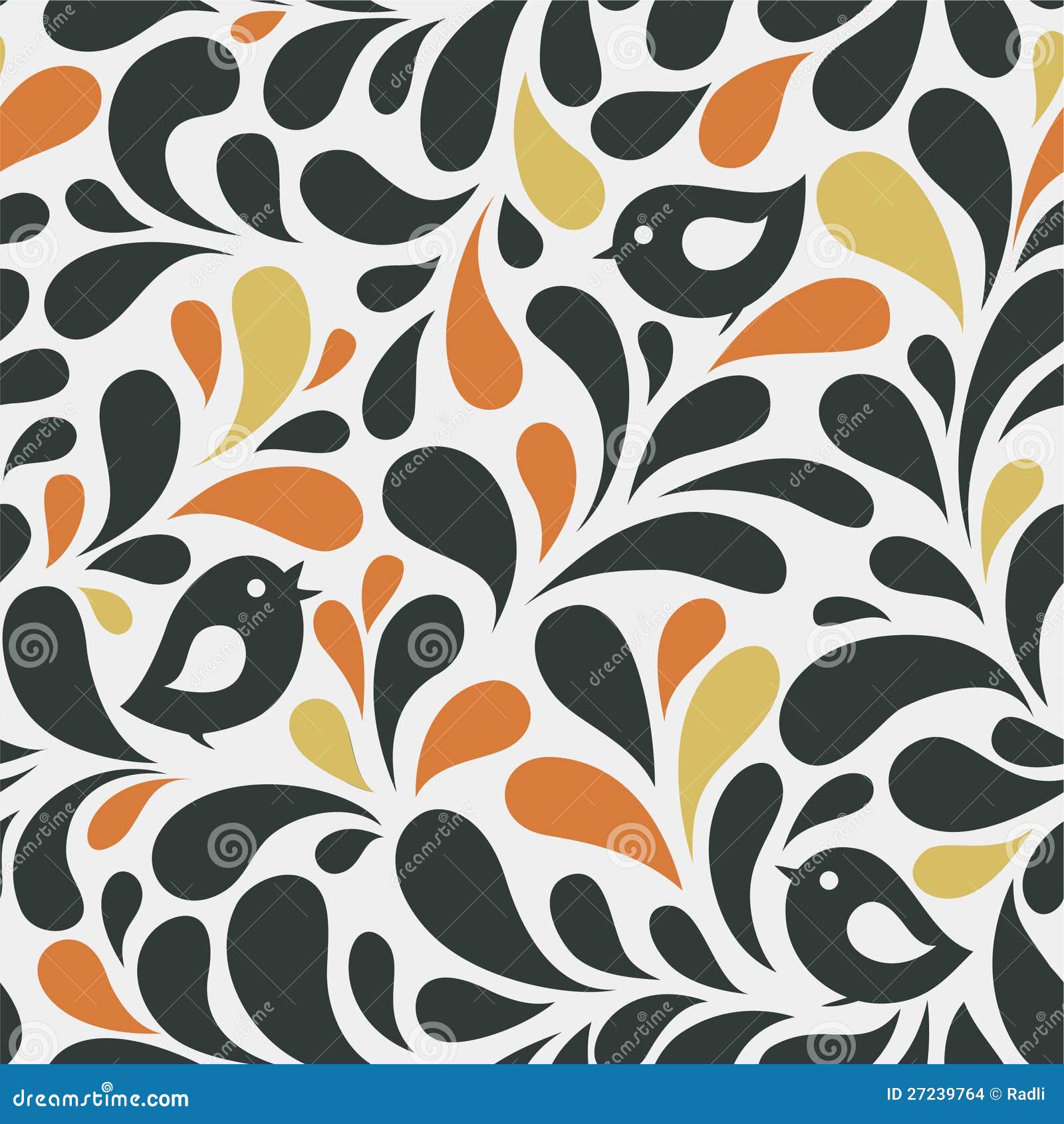 Pattern Seamless with Birds Stock Vector - Illustration of garden ...