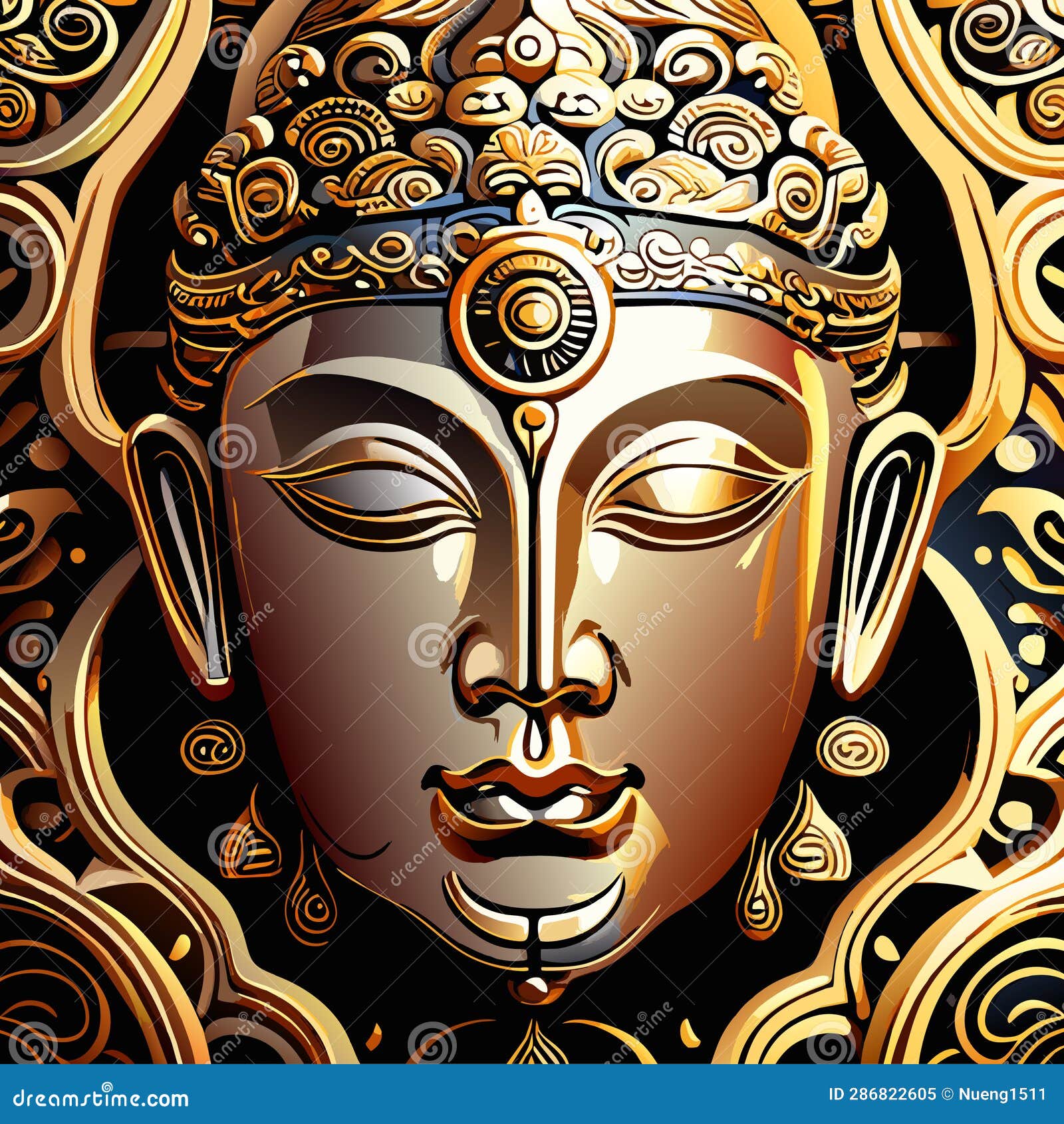 Pattern Seamless Design Buddha Arts Background Illustration_026 Stock ...