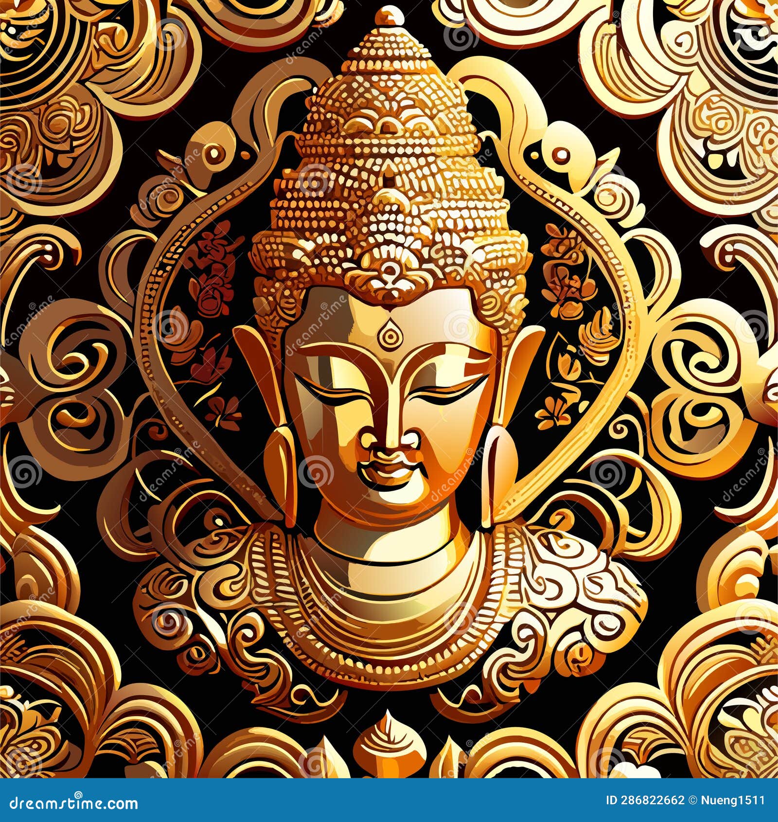 Pattern Seamless Design Buddha Arts Background Illustration_05 Stock ...