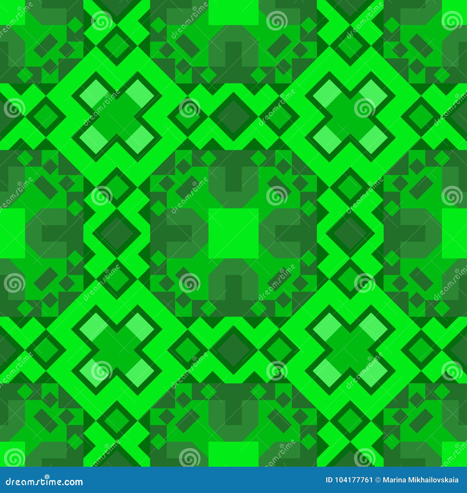A Pattern of Seamless Geometric Shapes from Different Shapes in Green ...