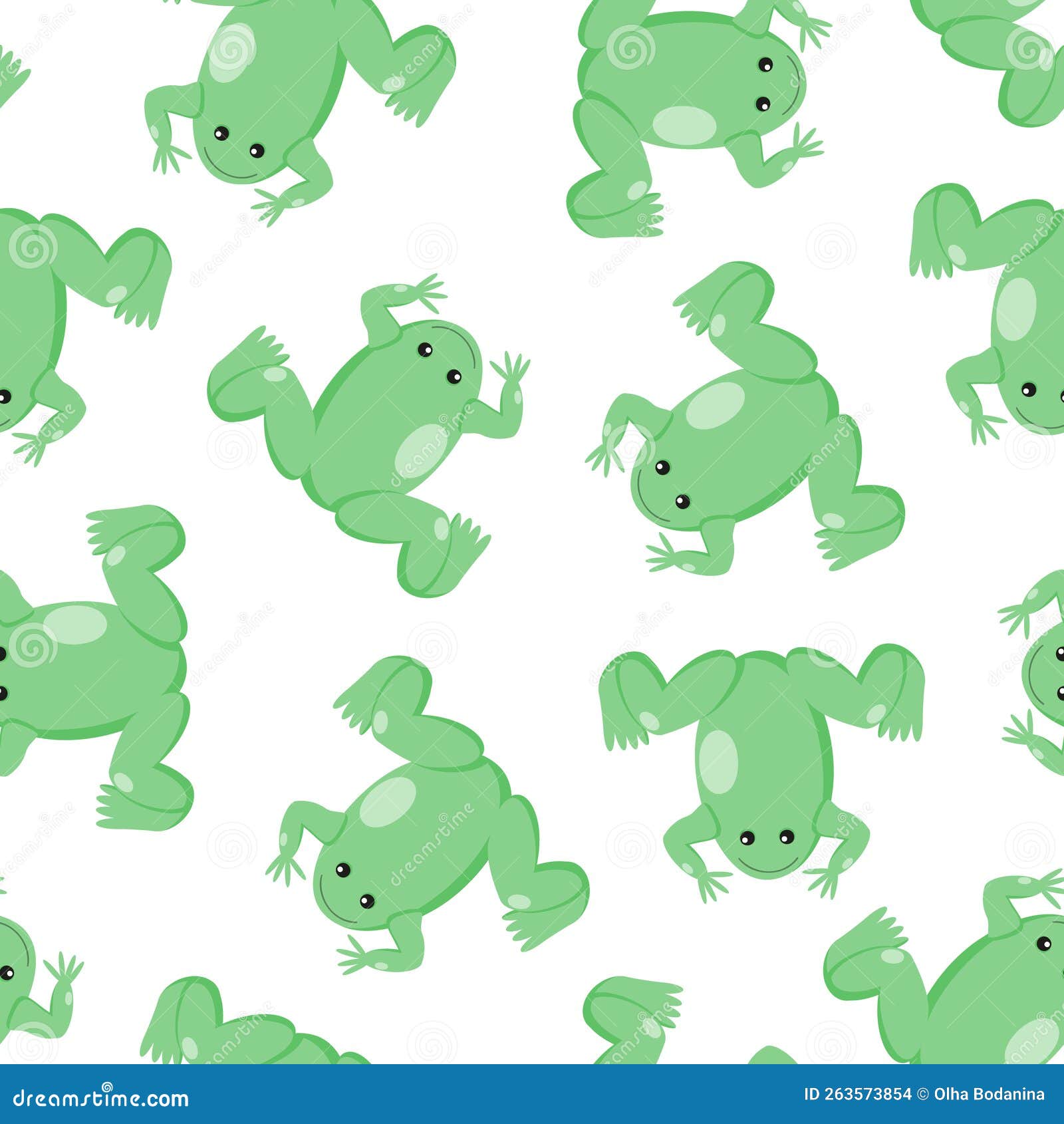 Pattern Seamless Illustration of a Green Frog with a Smile on a White ...