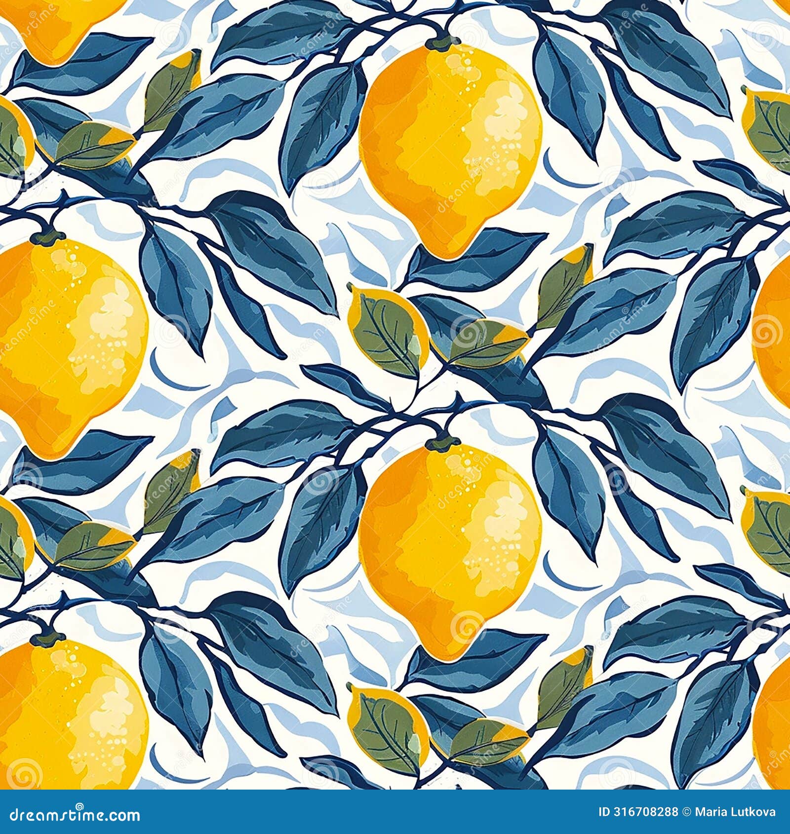 Pattern Seamless with Italian Tile Design Watercolor Stock Illustration ...