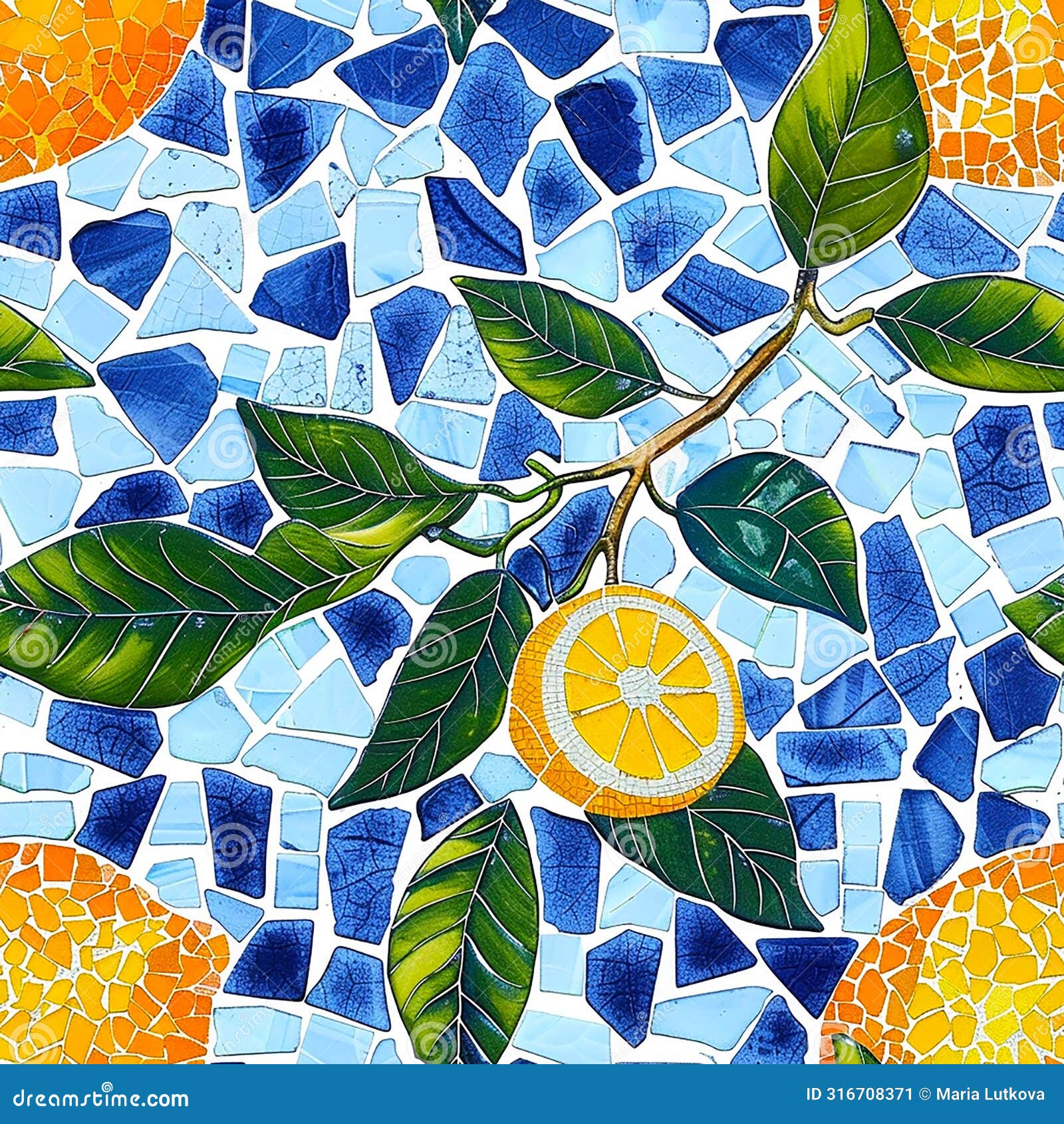 Pattern Seamless with Italian Tile Design Watercolor Stock Illustration ...