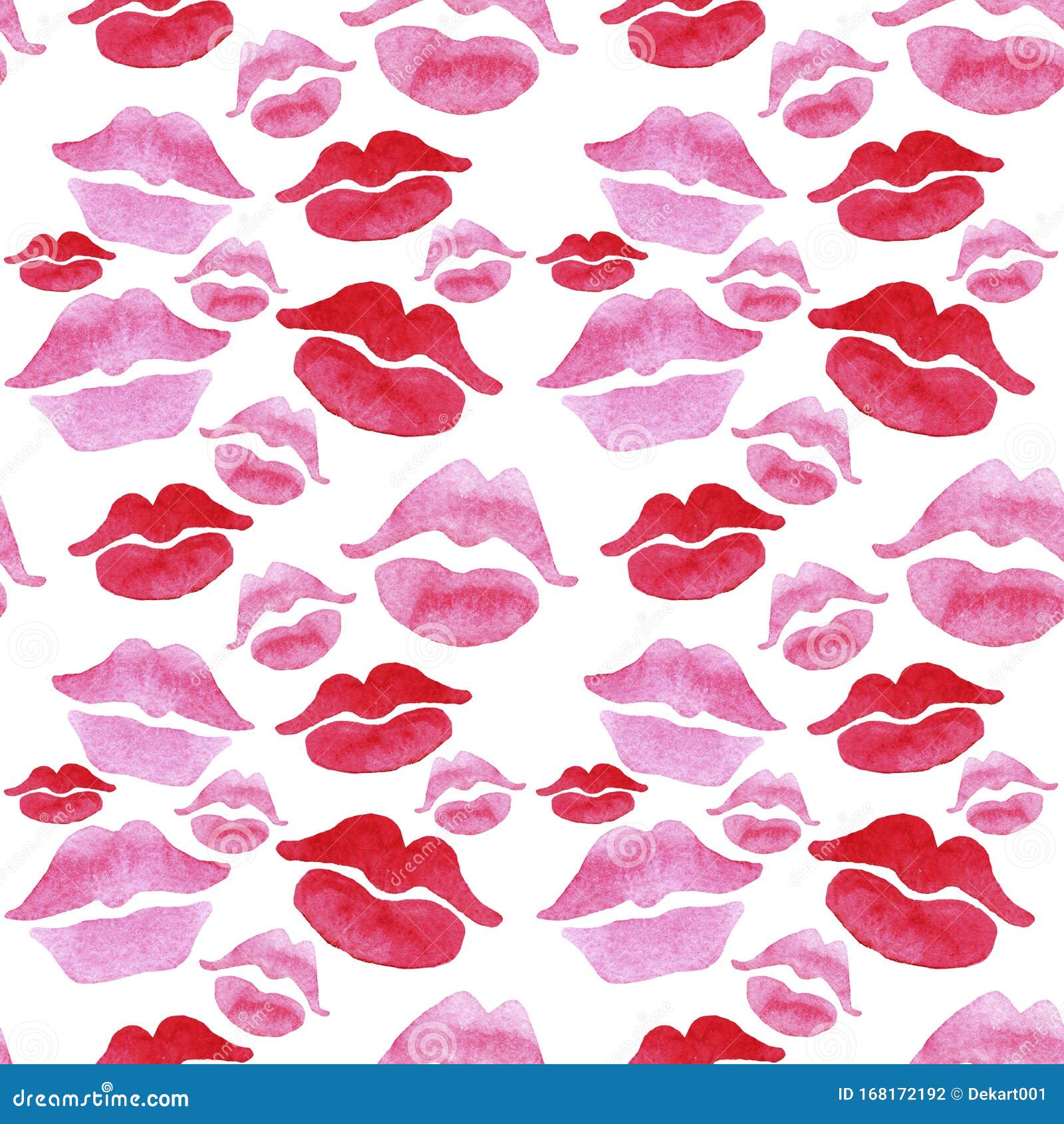 Pattern Seamless of Lips Painted in Watercolor on White Isolated ...