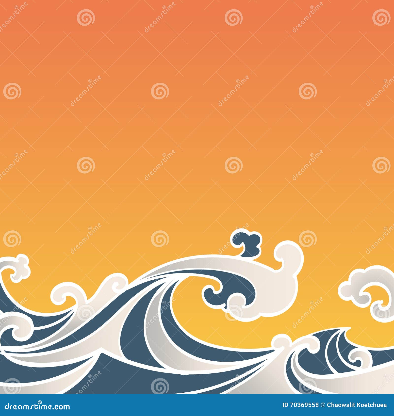 Pattern Seamless Ocean Waves Hand Draw Asian Style Stock Vector ...