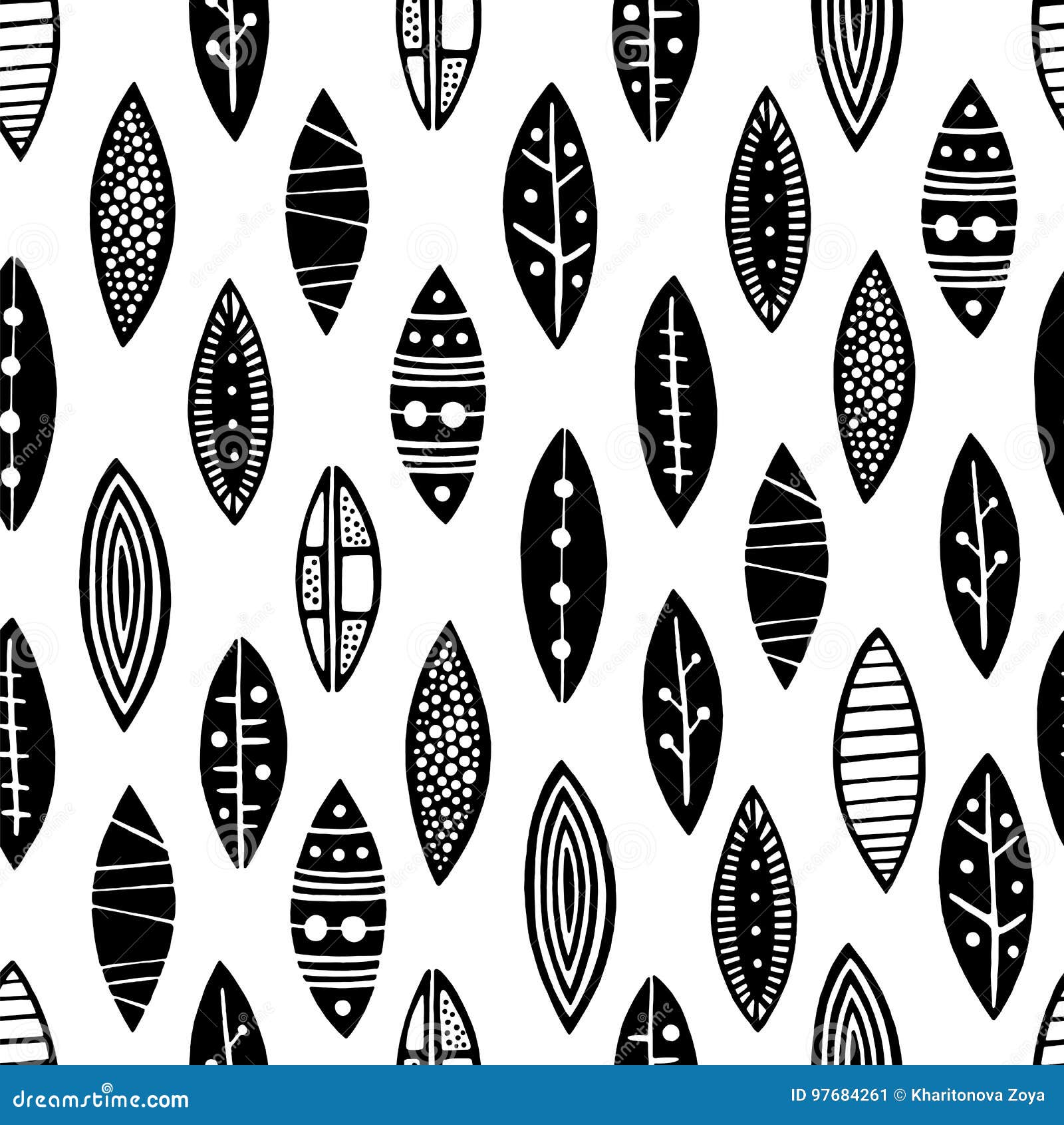 Pattern Seamless Ornamental Leaves. Stock Vector - Illustration of ...