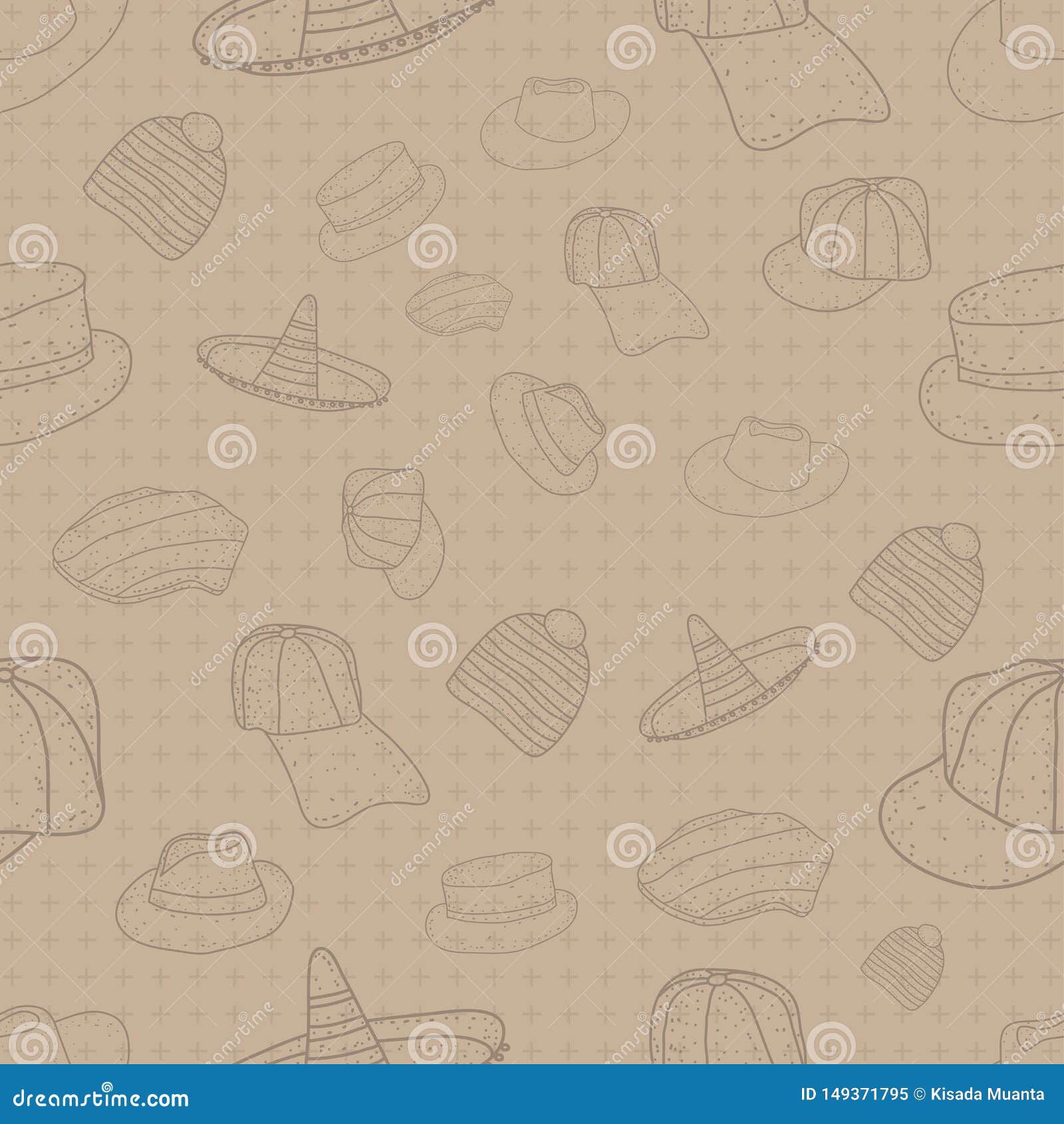 Pattern Seamless Set of Hat Headgear Turban. Doodle Drawing Design ...