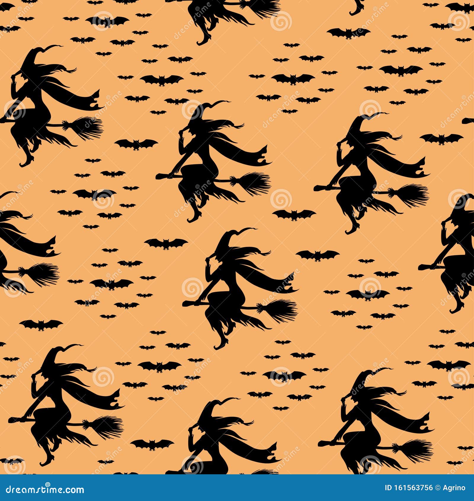 Pattern Seamless with Silhouette Halloween Witch Stock Vector ...