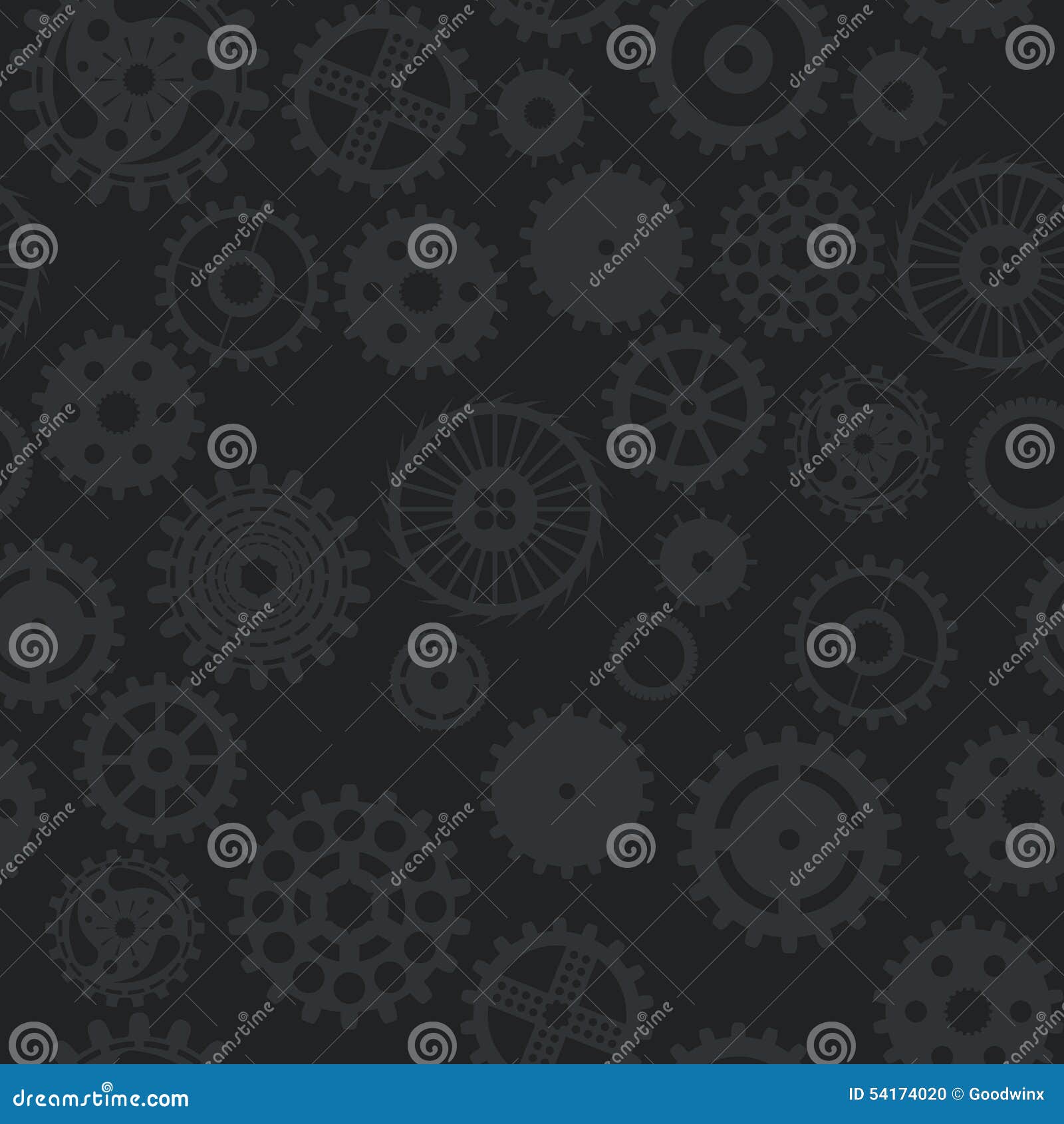 Pattern Seamless Texture Background Gear Wheel Turns Dark on Black ...