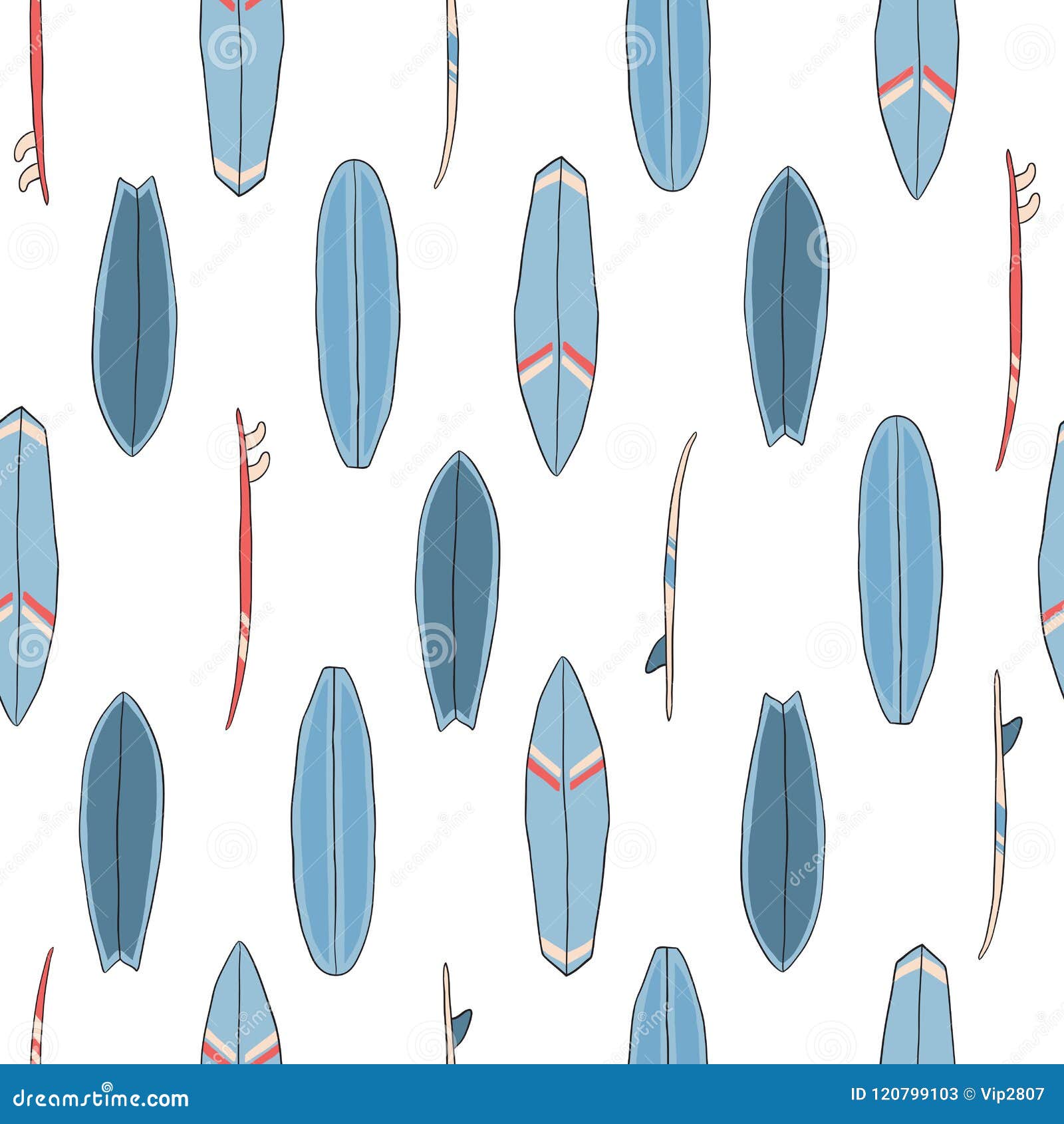 Pattern, Seamless Texture of Blue Surfboards on White Background. Stock ...