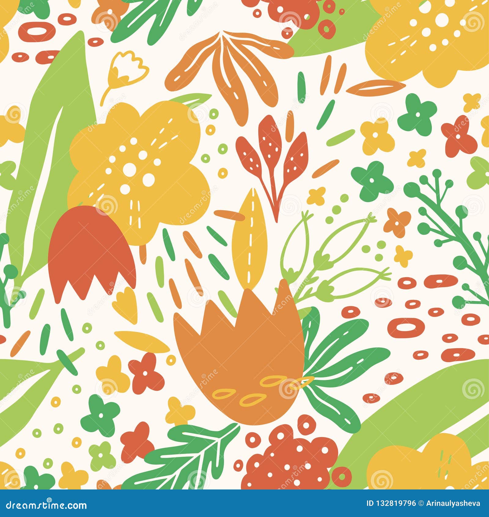 Pattern Seamless Vector Flower Plant. Abstract Plain Natural Botany ...