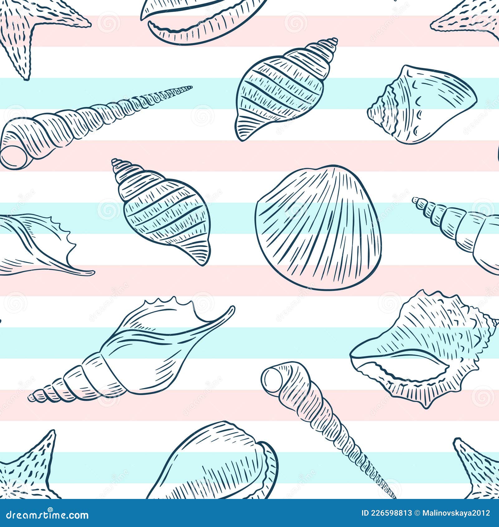 Pattern Seashells Sketch Vector Illustration. Stock Vector ...