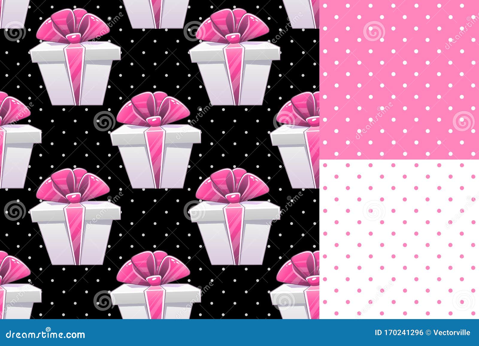 3 Pattern Set Complementary Textures with Gift Box Seamless Design and ...