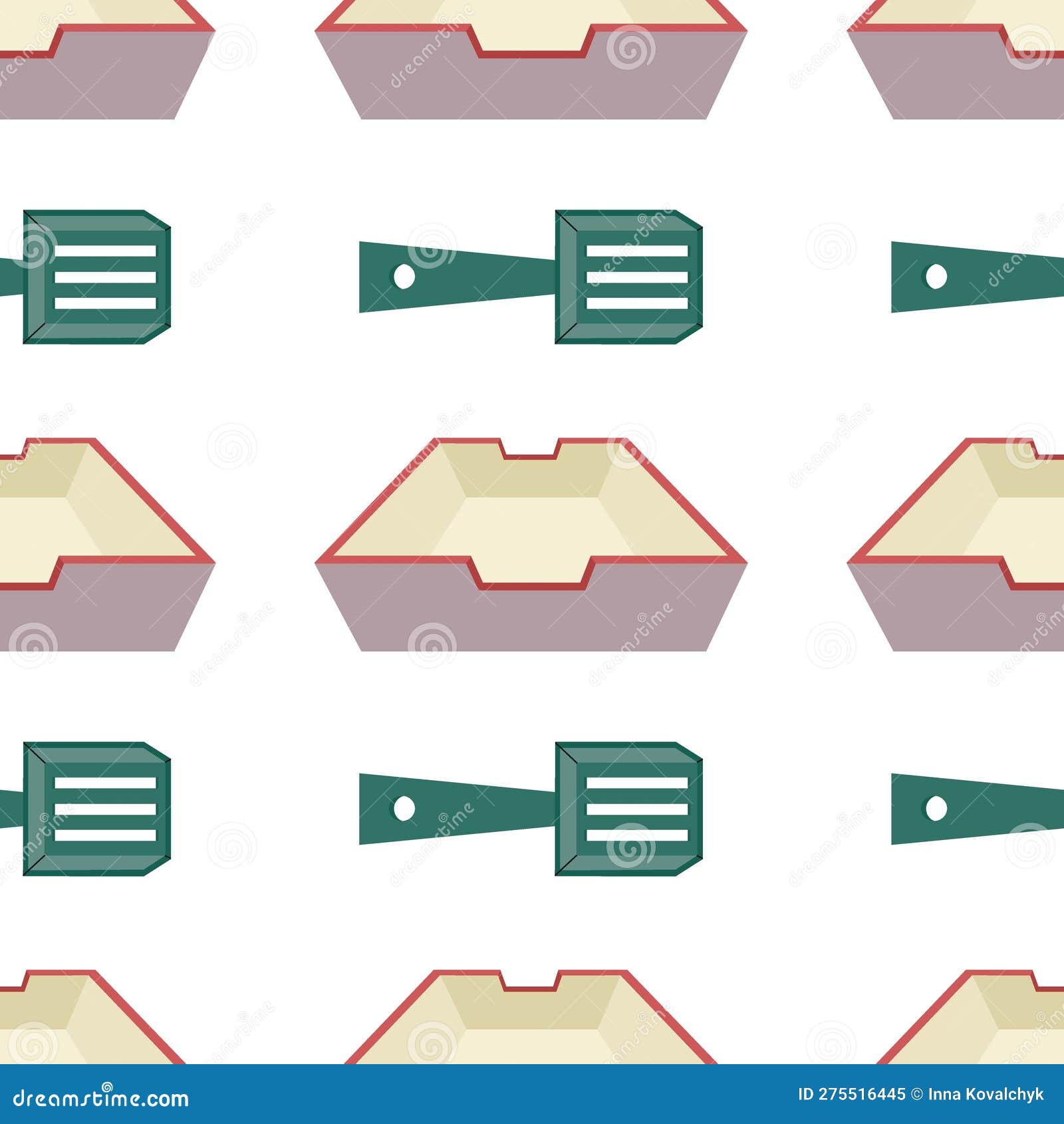 Pattern with a Set of Elements for Animals, a Cat Litter, Toilet, a ...