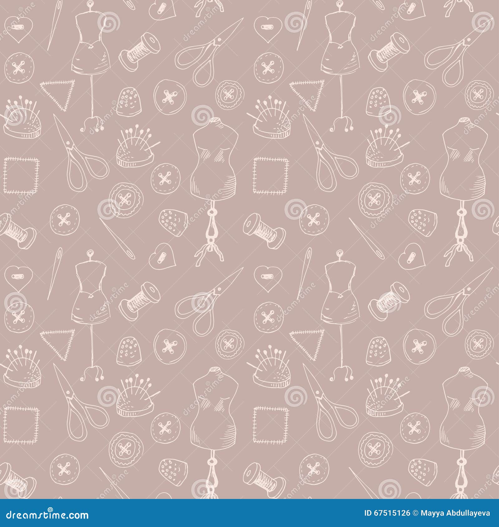 Pattern with sewing items stock vector. Illustration of sewing - 67515126