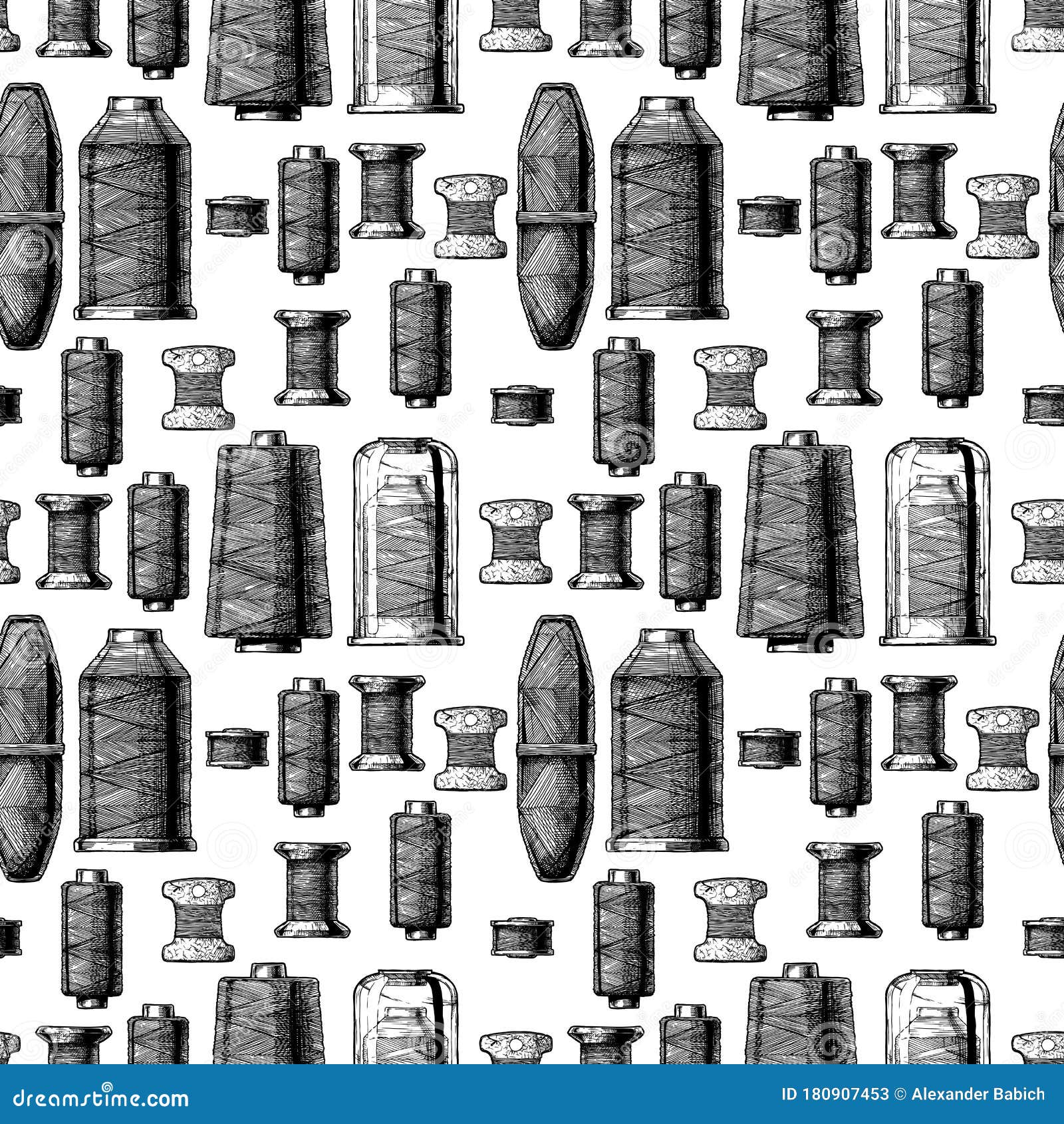 Pattern with Sewing Thread Bobbins Stock Vector - Illustration of ...