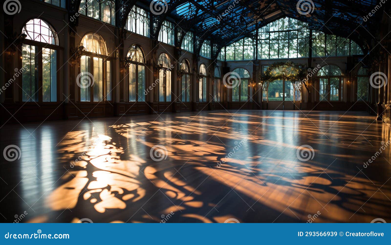 Pattern Shadow on an Empty Ballroom Stock Illustration - Illustration ...