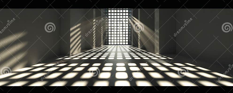 Pattern of Shadows on the Floor in a Sunlit Modern Corridor Stock Image ...