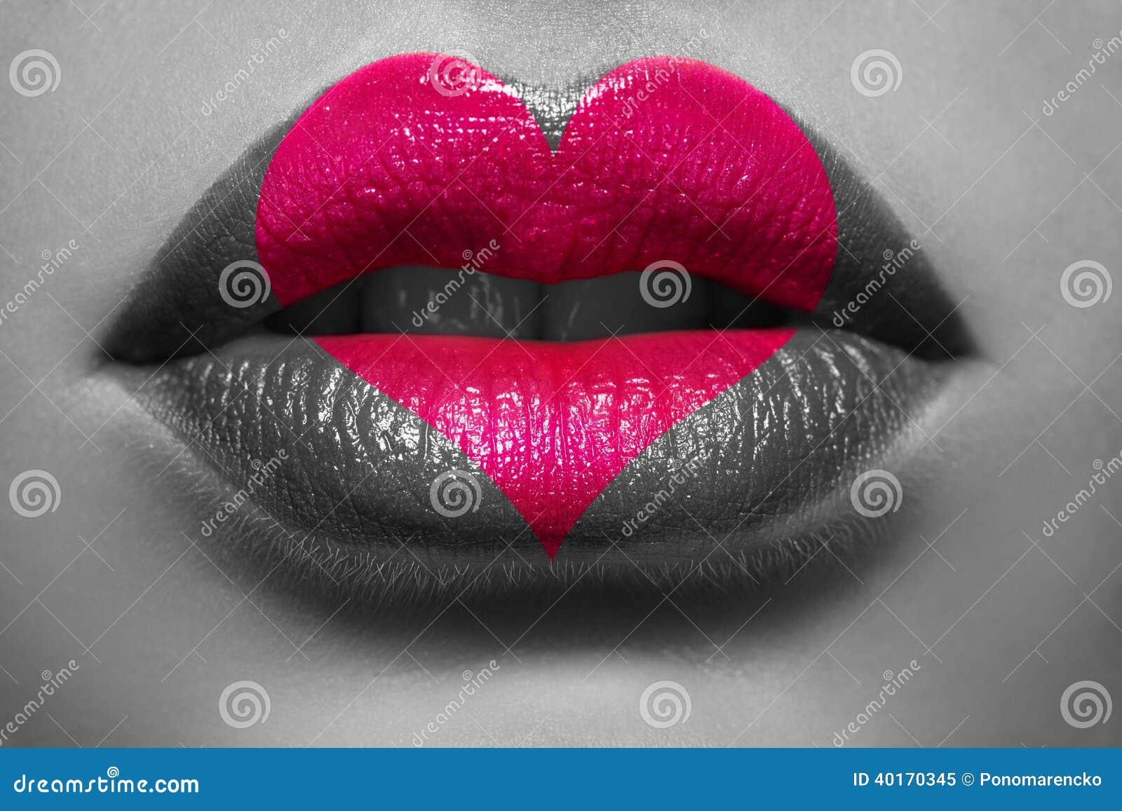 Pattern in Shape of Heart on Lips Stock Image - Image of glamour ...