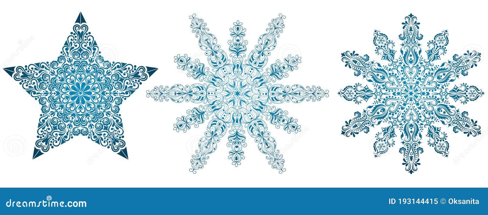 Pattern in a Shape of a Snowflake and a Star on the Blue Background ...