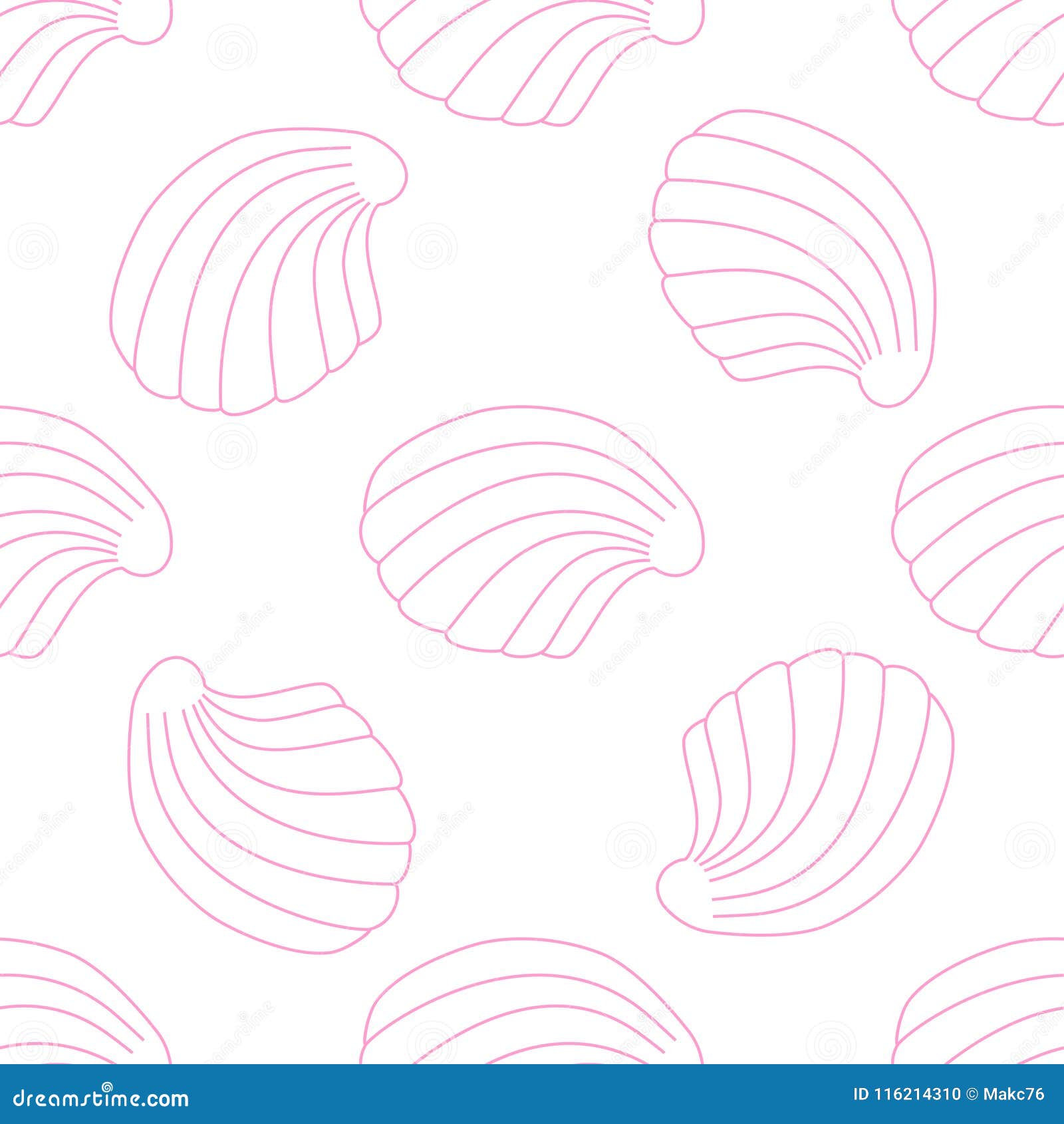 Pattern with Shells on White Stock Vector - Illustration of beautiful ...